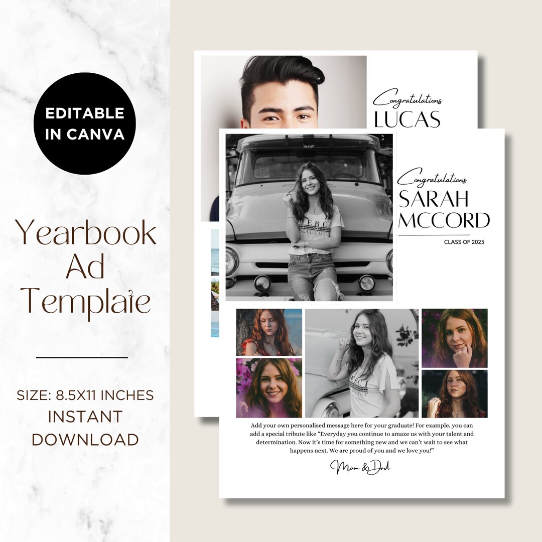 Yearbook Ad Template Full Page, Seniors Dedication, Custom Yearbook ...