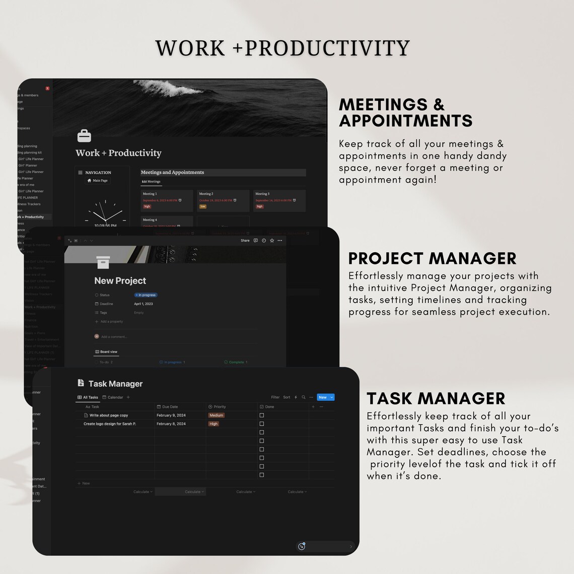 Notion Planner Dark, Ultimate All in One Notion Life Planner, Dark Mode ...