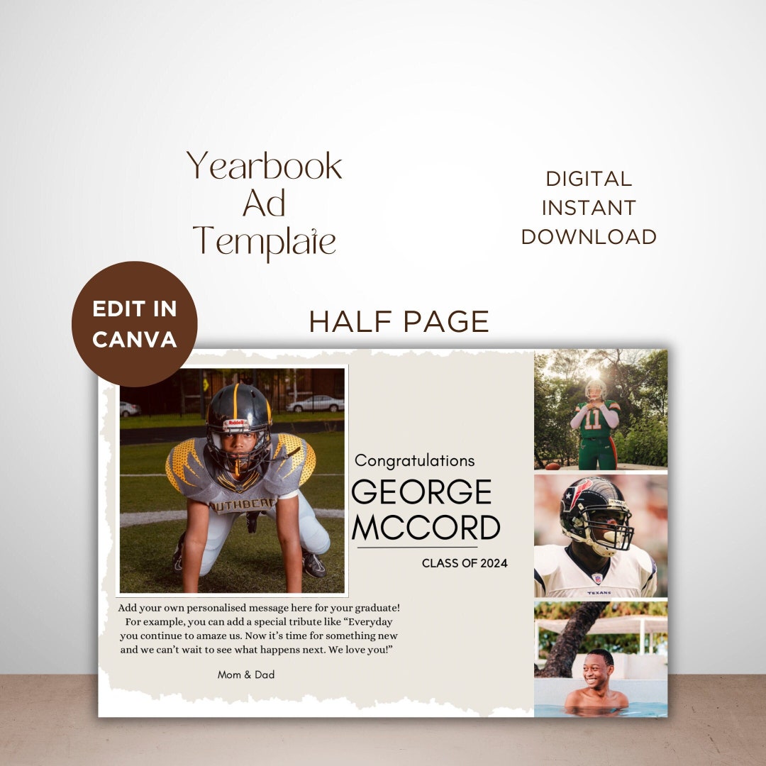 Yearbook Sports Ad, High School Graduation Announcements, Football ...