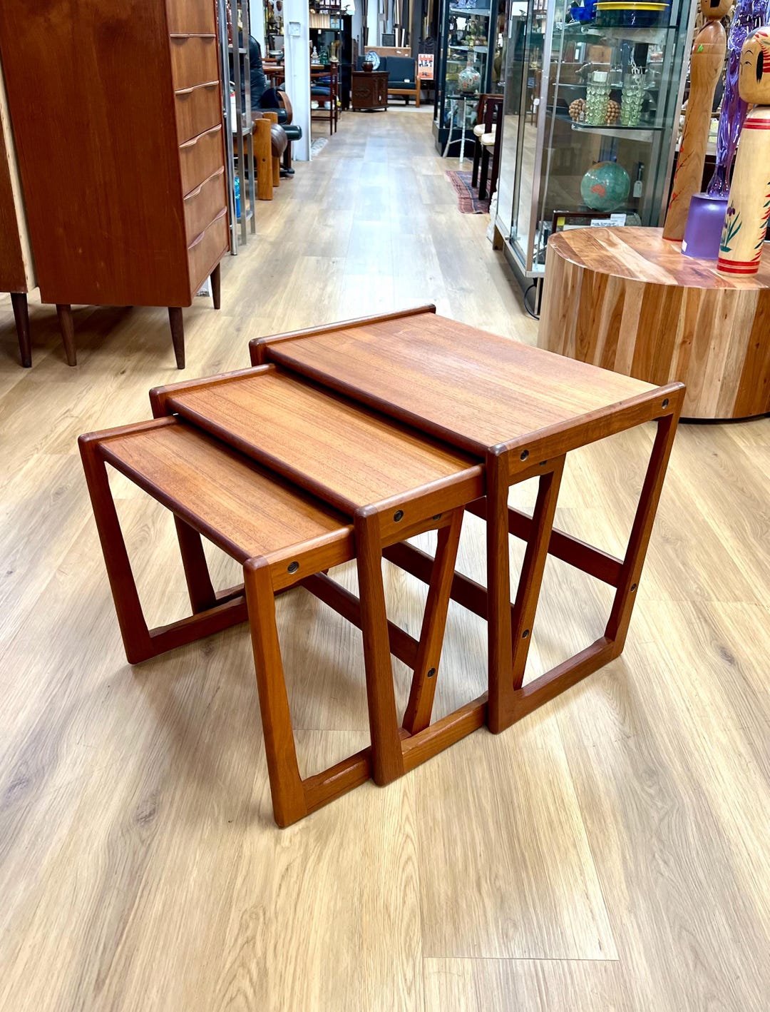 Set of 3 Vintage Mid Century Georg Jensen for Kubus Danish Teak ...