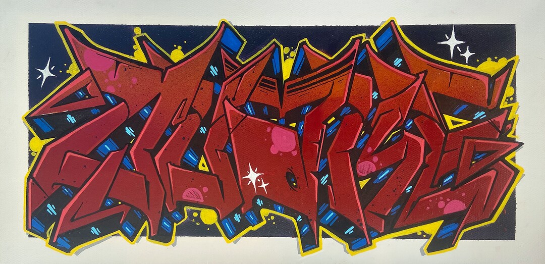 Wildstyle Graffiti Piece by Artist Quake EDSK - Etsy