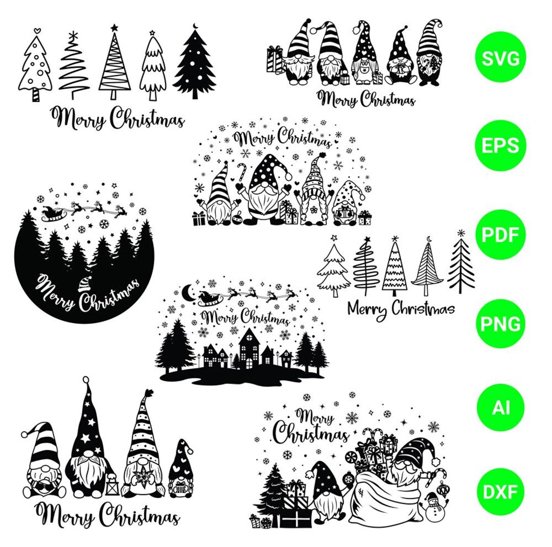 Merry Christmas Big Bundle Design, File, Holiday Cheer, Gnome, Family ...