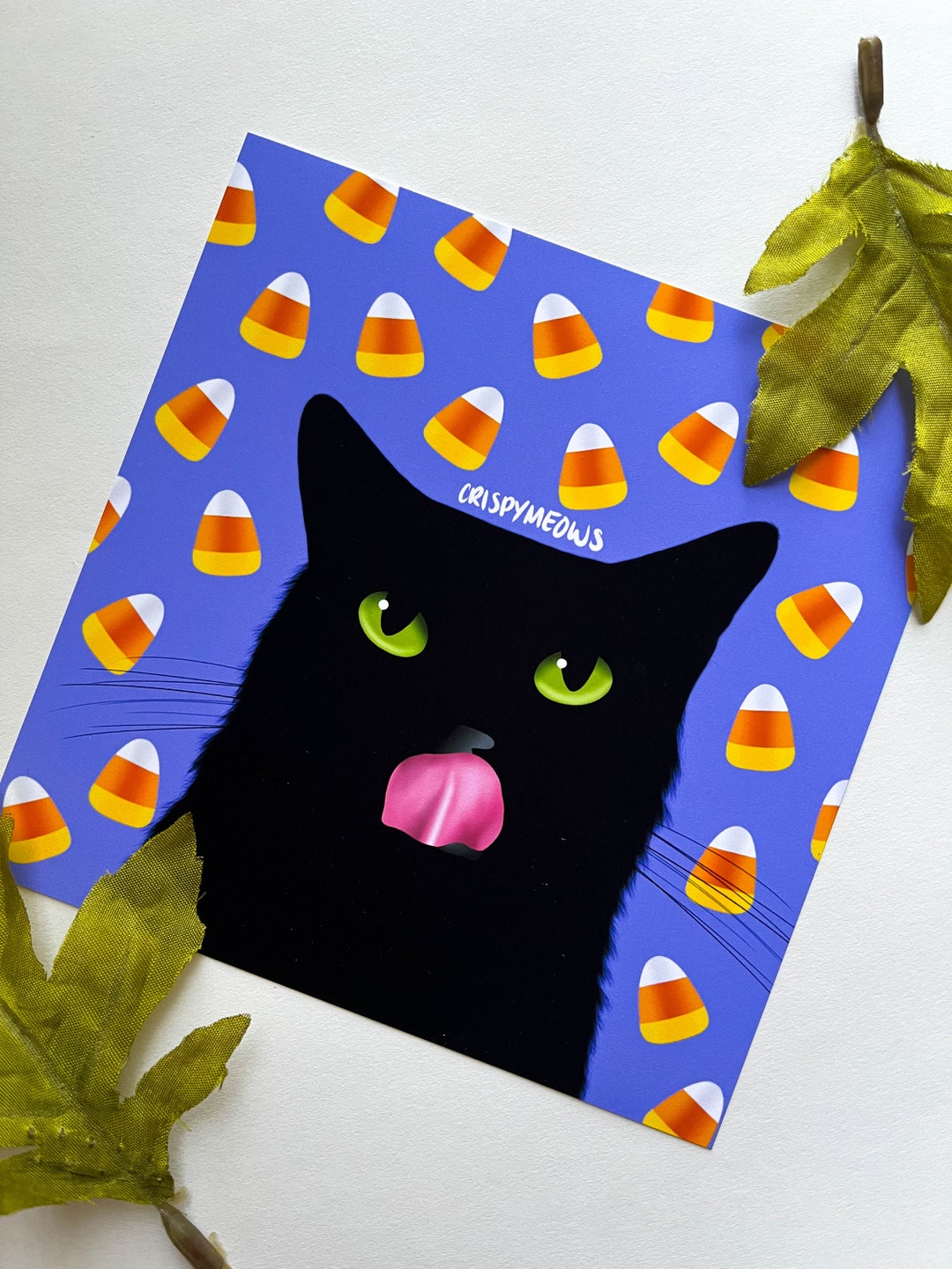 Candy Corn Cat Art Print • 5 X 5 Art Print • Halloween Artwork • Art by ...