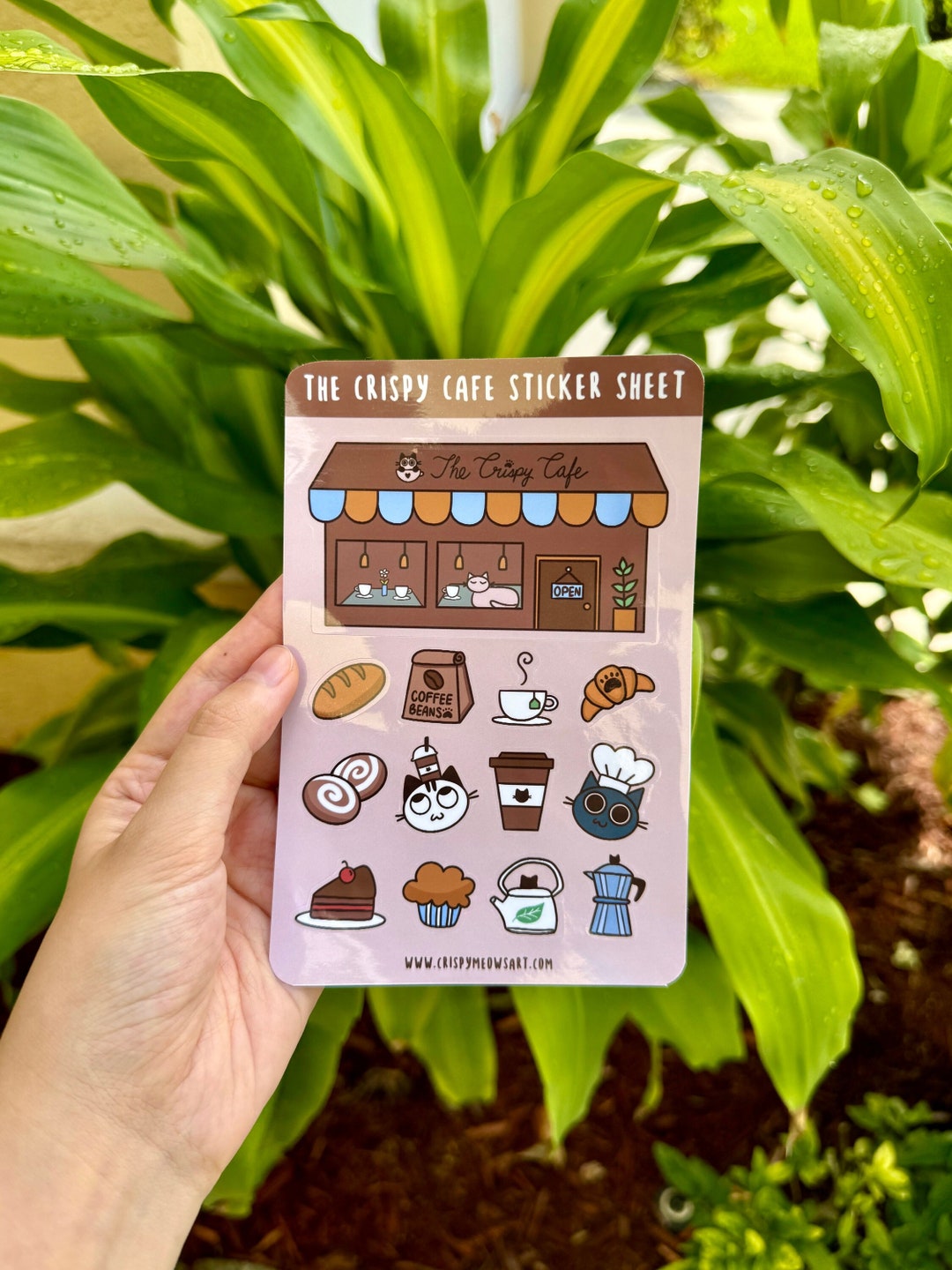Crispy Cafe Sticker Sheet, Coffee Shop Vibes, Coffee Cats, Adorable ...