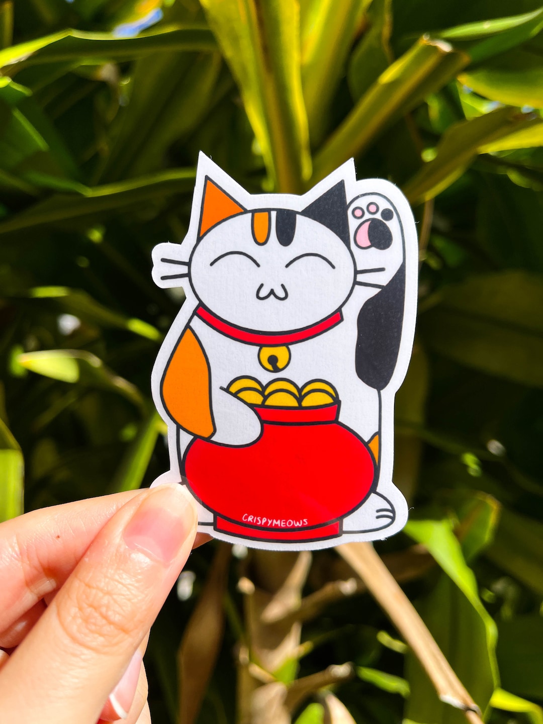 Lucky Cat Sticker • Adorable Calico Cat • Good Luck Sticker • Cute ...
