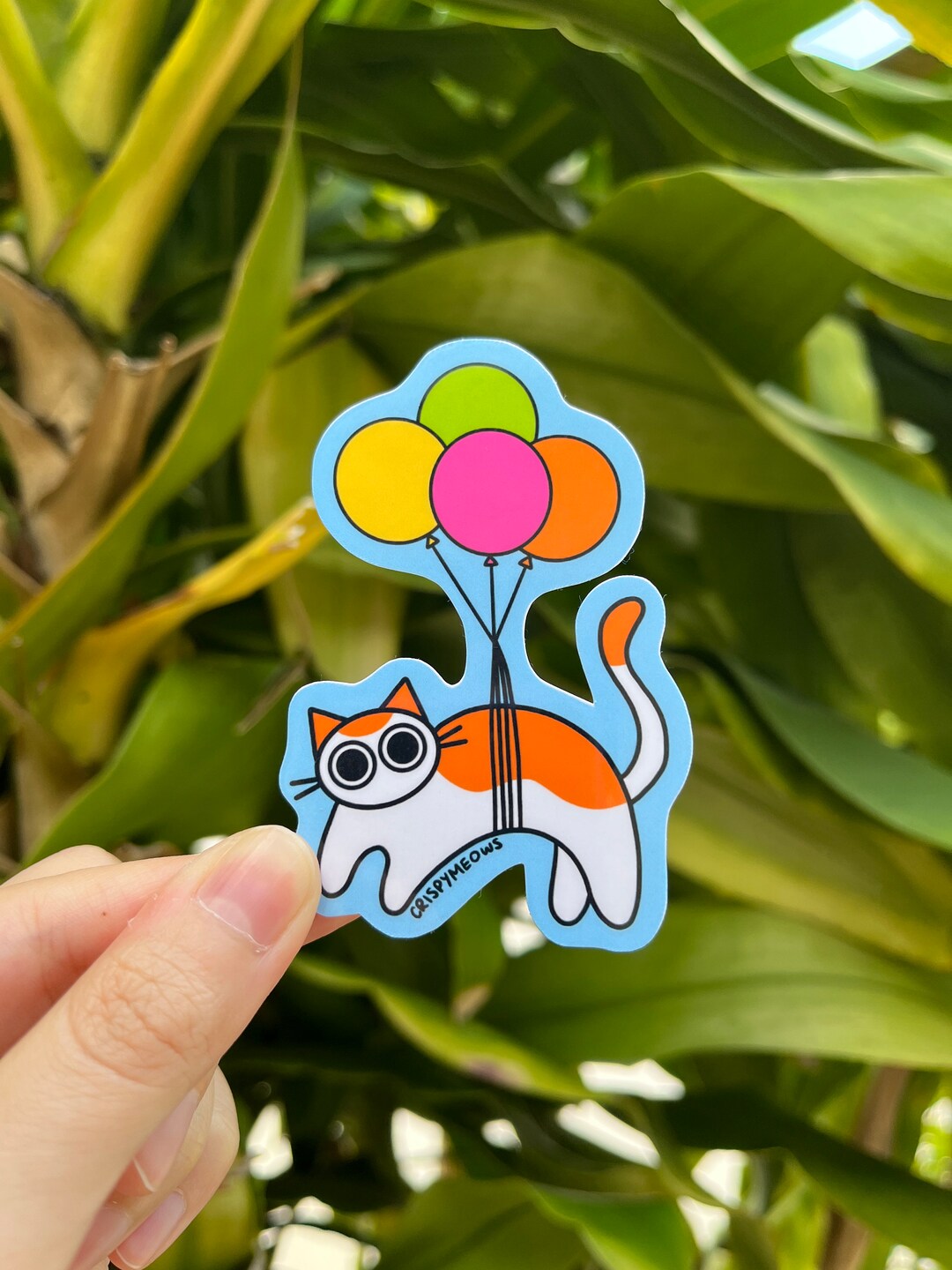 Balloon Cat Floating Sticker • Water Bottle Sticker • Funny Cat ...