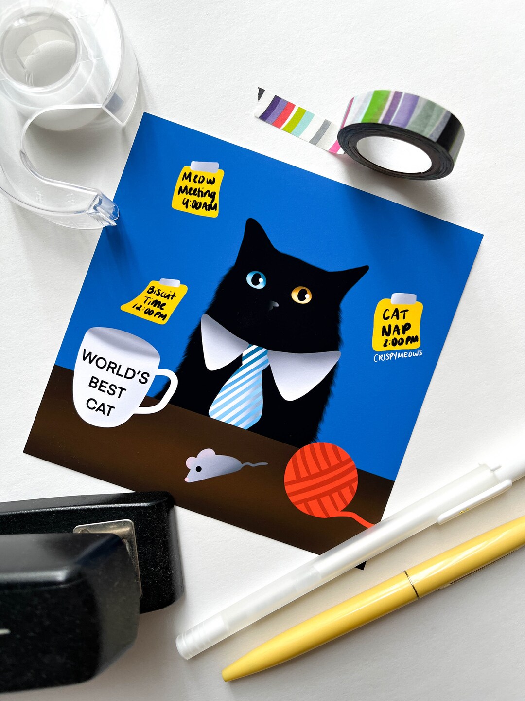 Business Cat Art Print • 5 X 5 Matte Print • Perfect for the Office ...