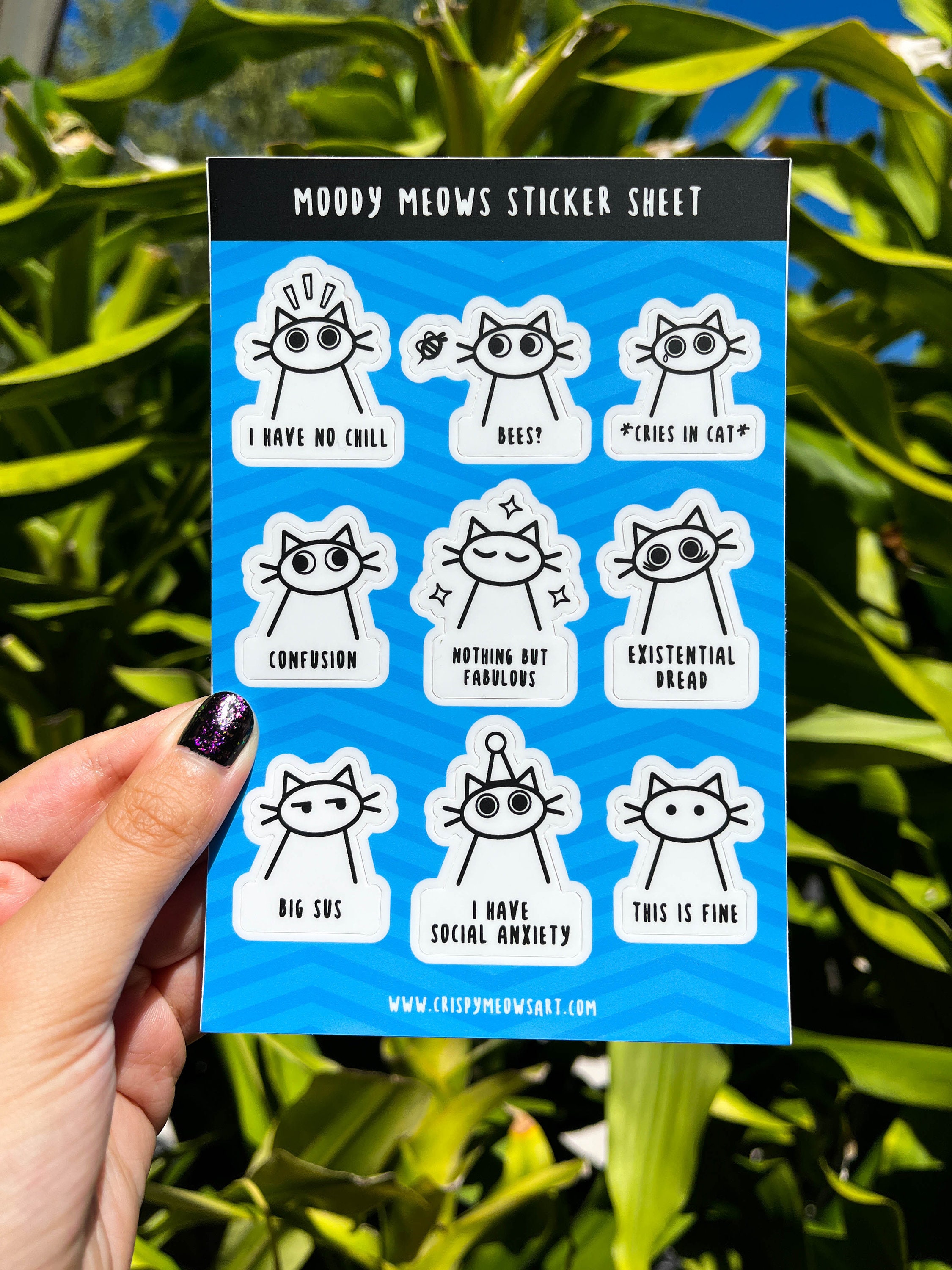 Moody Meows Sticker Sheet • 4 X 6 Inch Sticker Sheet • Cute Sticker ...