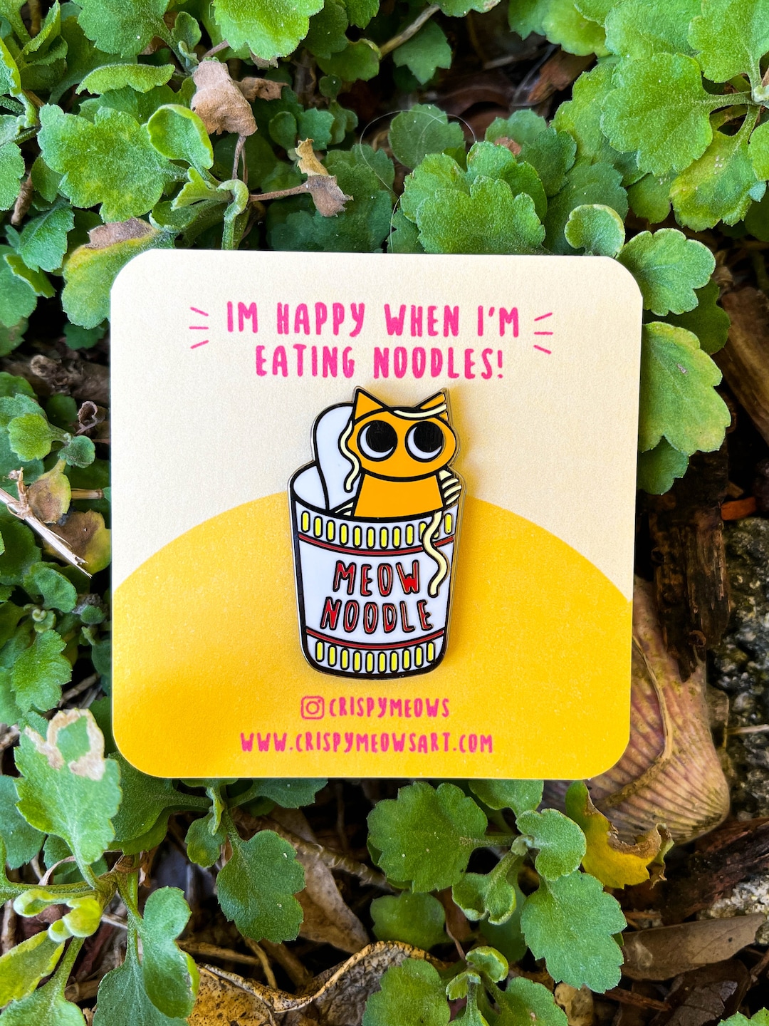 Noodle Cat Enamel Pin • Cat With Fish • Hard Enamel Pins for Backpack ...