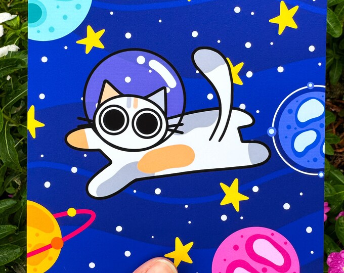 Space Cat Art Prints 5 X 5 Art Prints Feline Cosmic Journey Adorable Space Cats Illustration Cat ...