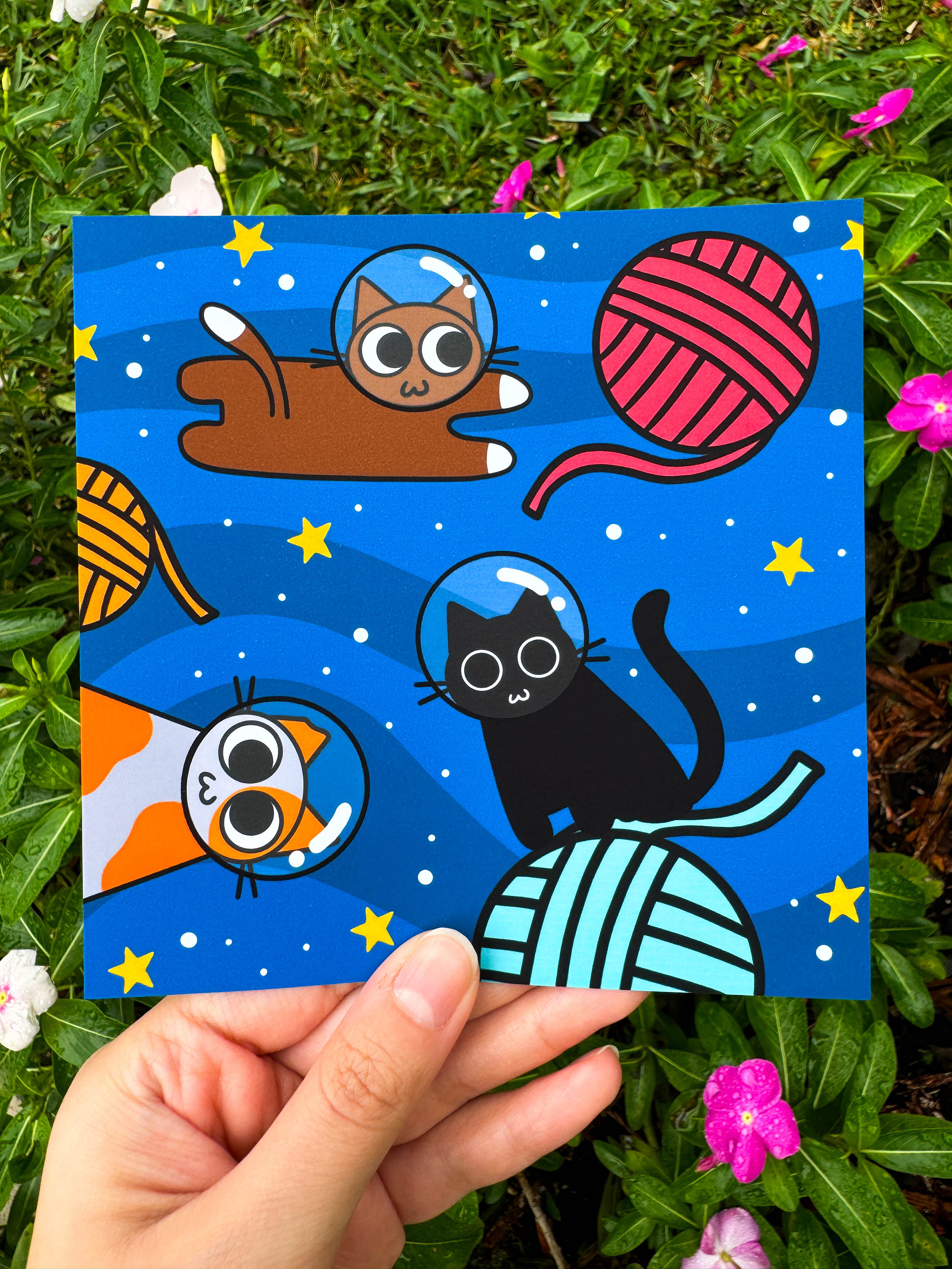 Space Cat Art Prints • 5 X 5 Art Prints • Feline Cosmic Journey ...