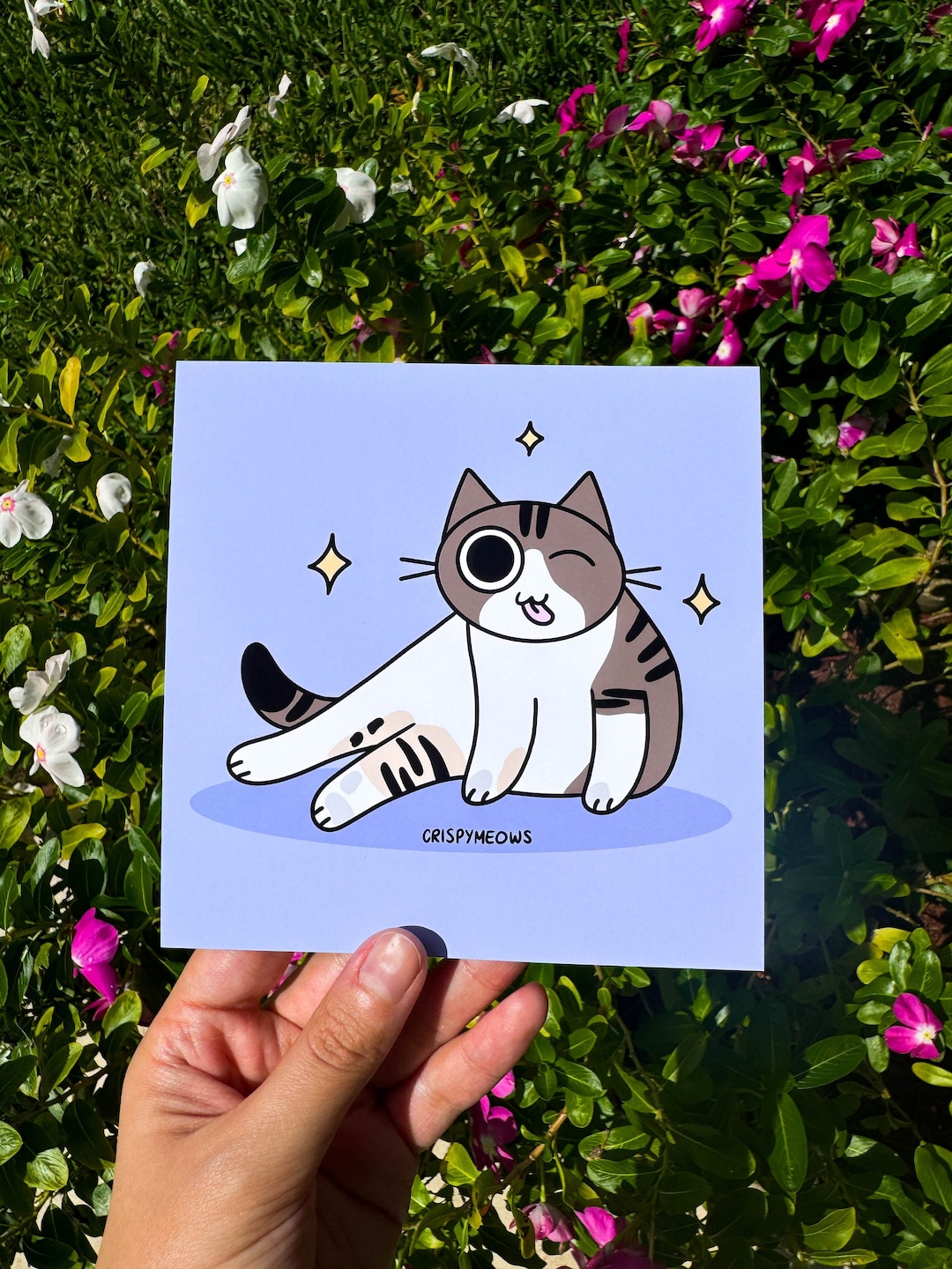Silly Kitty 5x5 Art Print, Cute Square Prints, Cat Wall Art, Silly ...