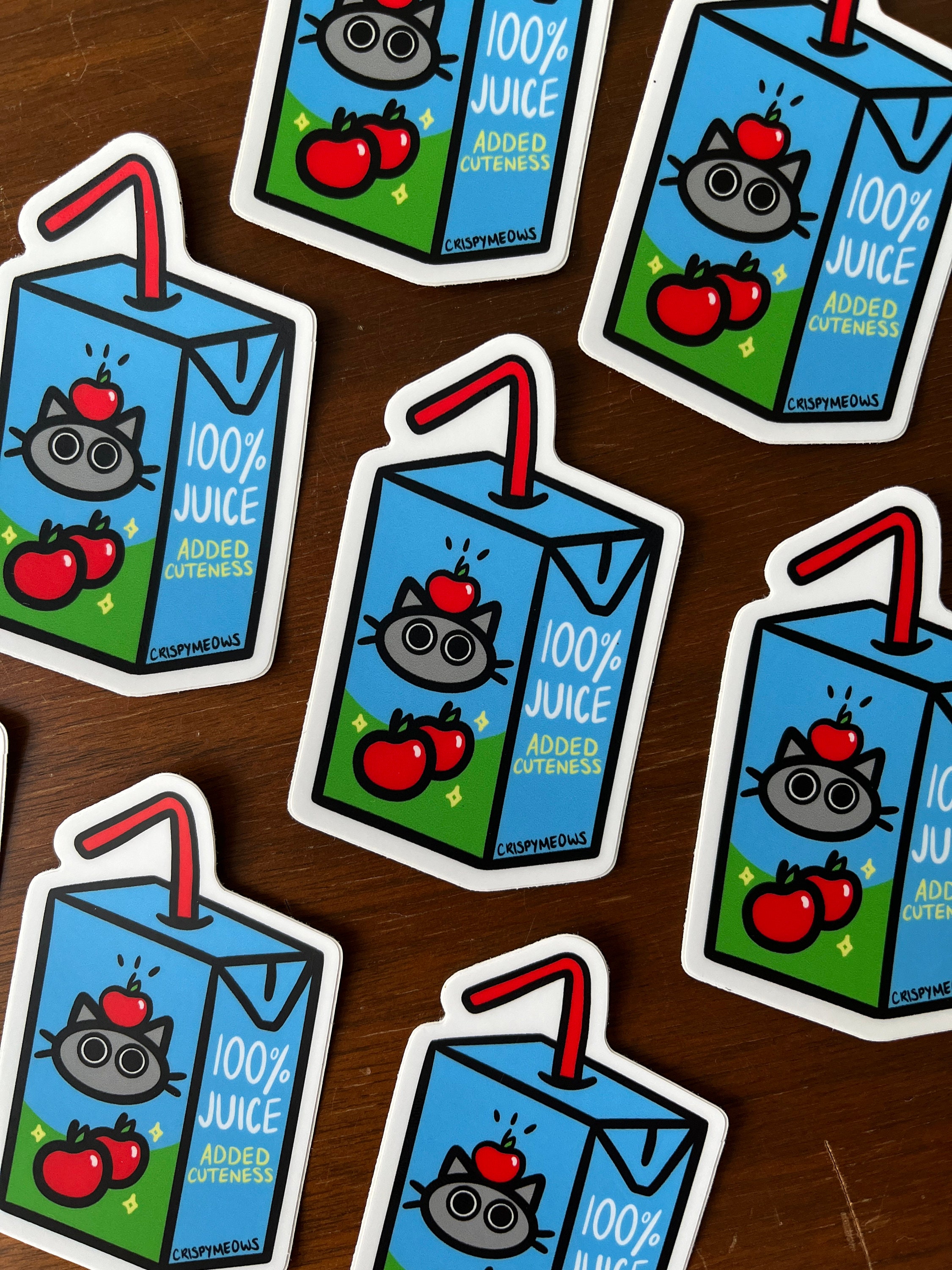 Juice Cat Sticker Apple Juice Sticker Matte Vinyl Sticker - Etsy