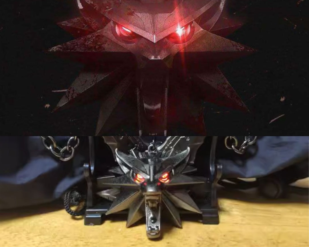 Glowing Witcher Wolf Head Metal Necklace, Wizard Wolf Head Necklace ...