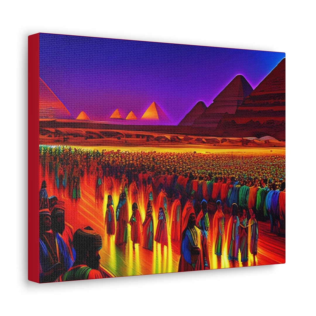 Passage to Freedom Canvas Wall Art, Exodus Scene, Egyptian Pyramids ...