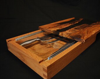 Vintage Cherry Wood Wall Mounted Kitchen Knife Box With Door - Etsy