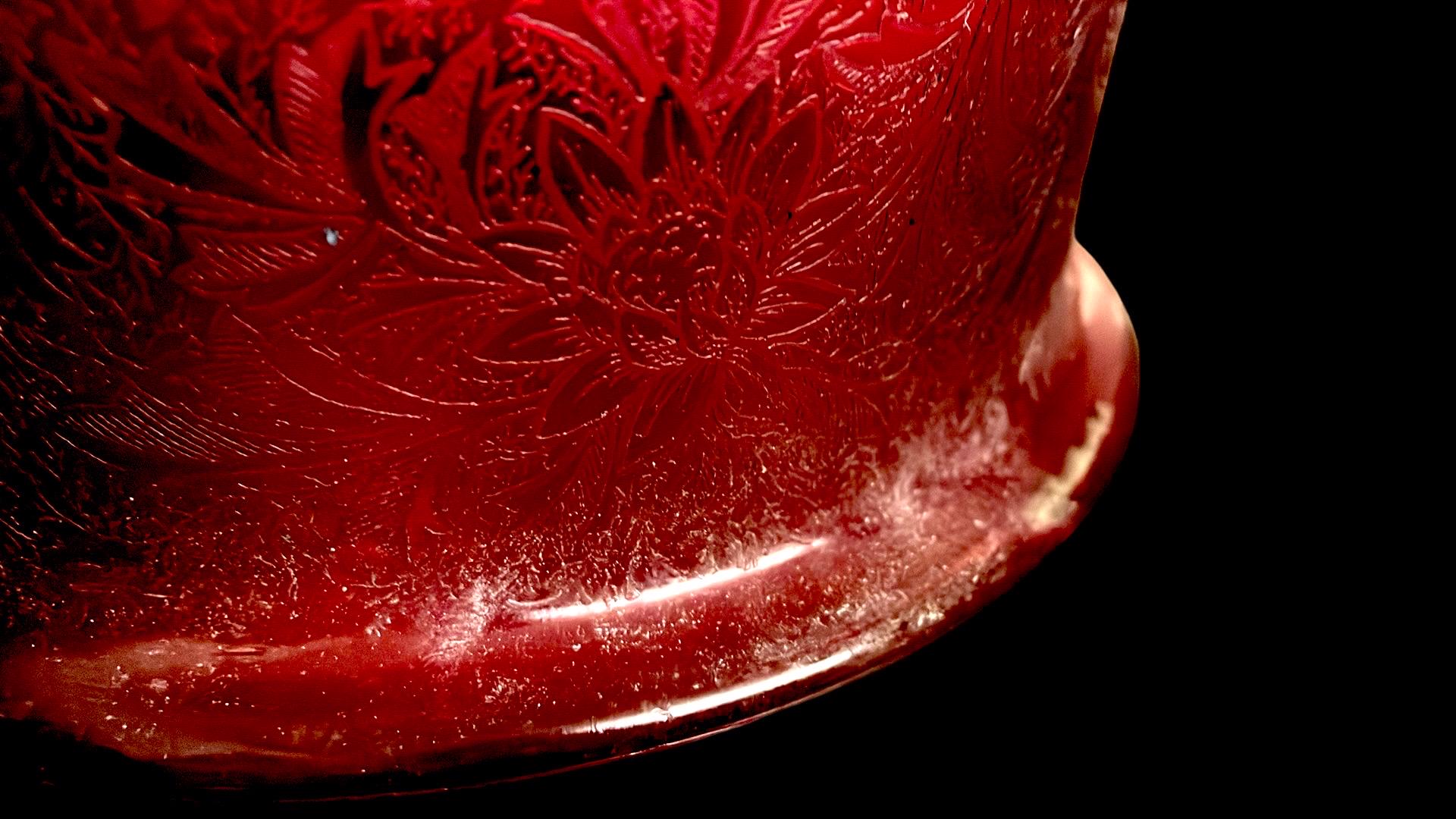 Gorgeous Big Antique 1875 Ruby Red Glass Cylinder Shade | Acid Etched ...