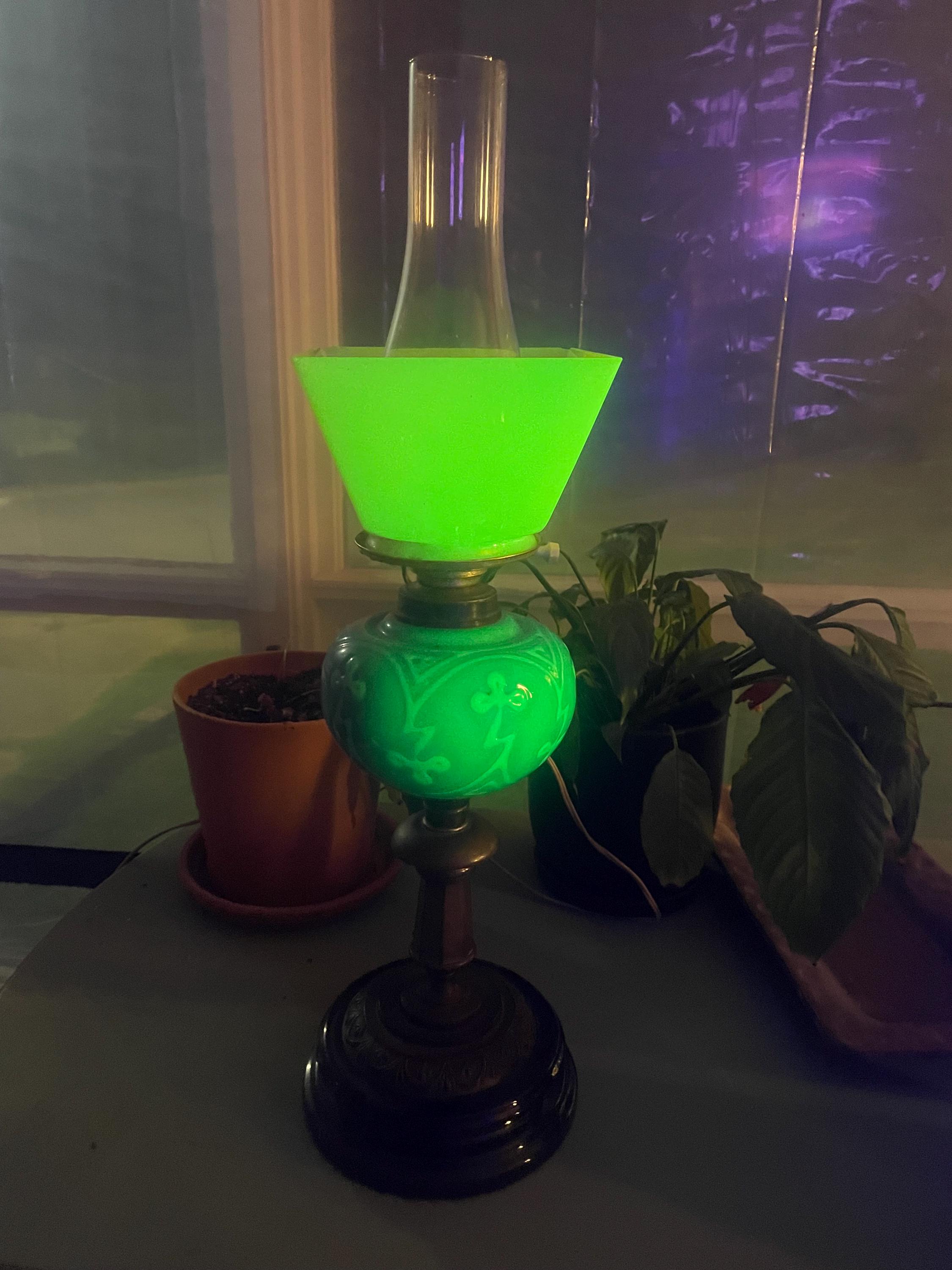 Beautiful Vintage Blue Uranium Art Glass Reservoir/art Nouveau Antique ...