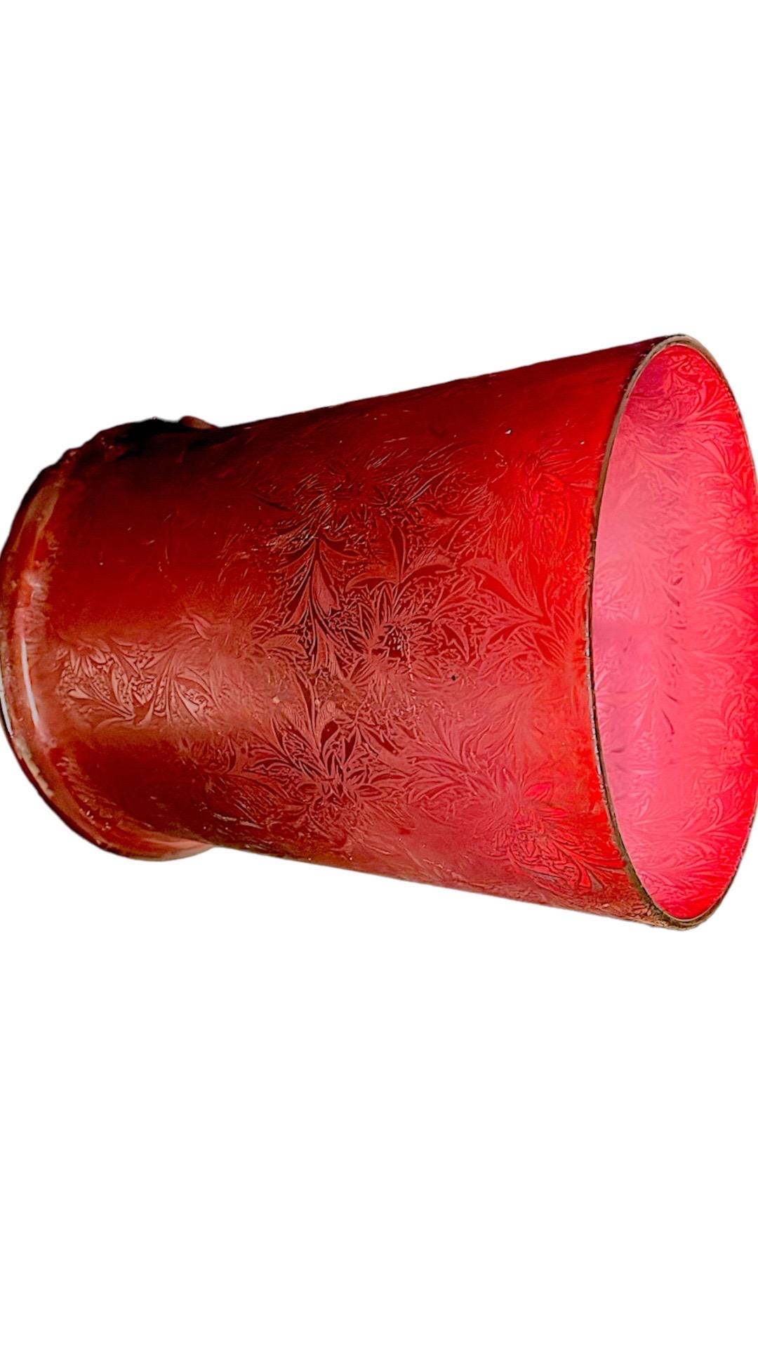 Gorgeous Big Antique 1875 Ruby Red Glass Cylinder Shade | Acid Etched ...
