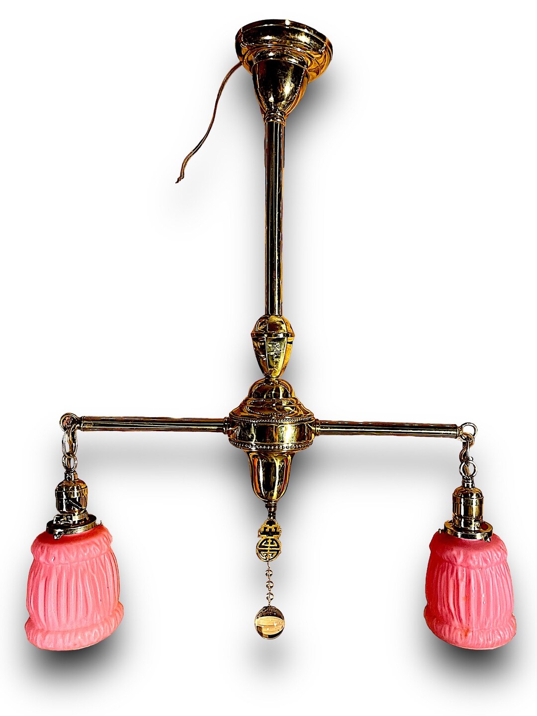 Vintage Early Electric Light/art Nouveau Victorian Double Lamp Pendant ...