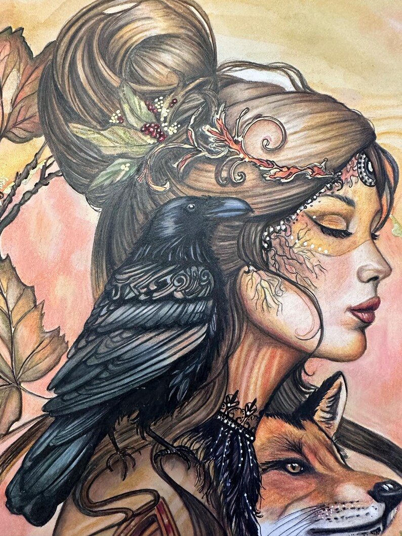 The Circle of Change: Spirit of the Raven and Red Fox Art Print - Etsy