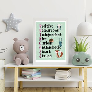 Princess Traits Digital Download Wall Art With Cute Forest Animals and ...