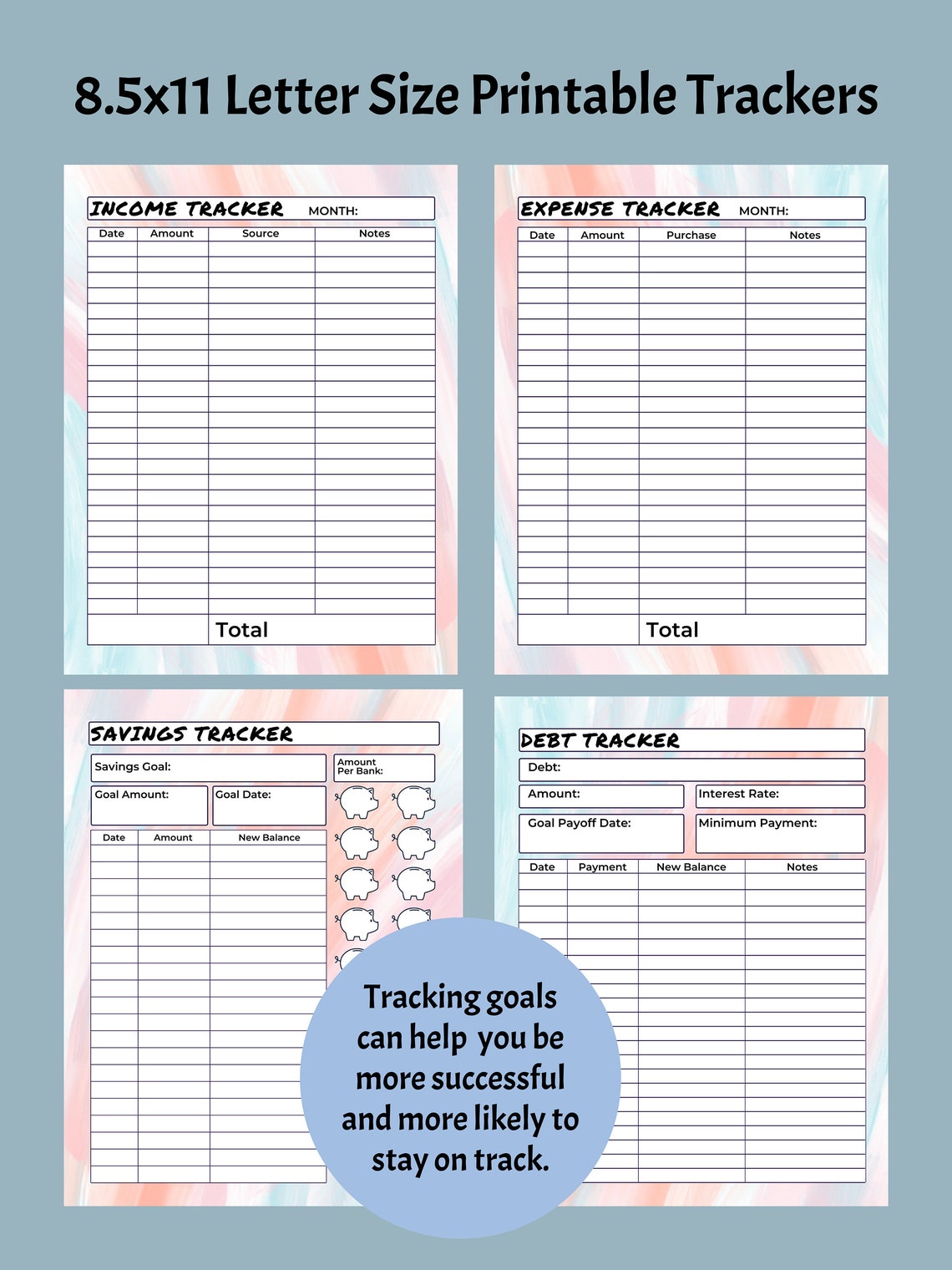 Financial Trackers Printable Bundle Digital Download for - Etsy