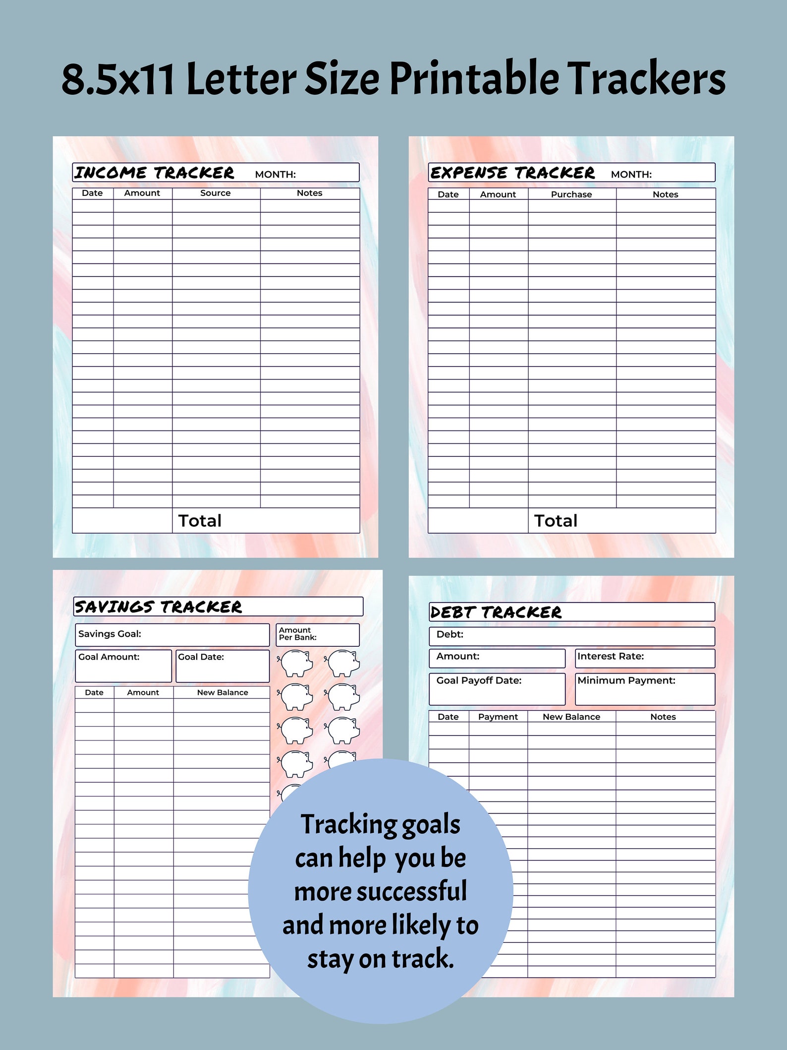 Financial Trackers Printable Bundle Digital Download for - Etsy