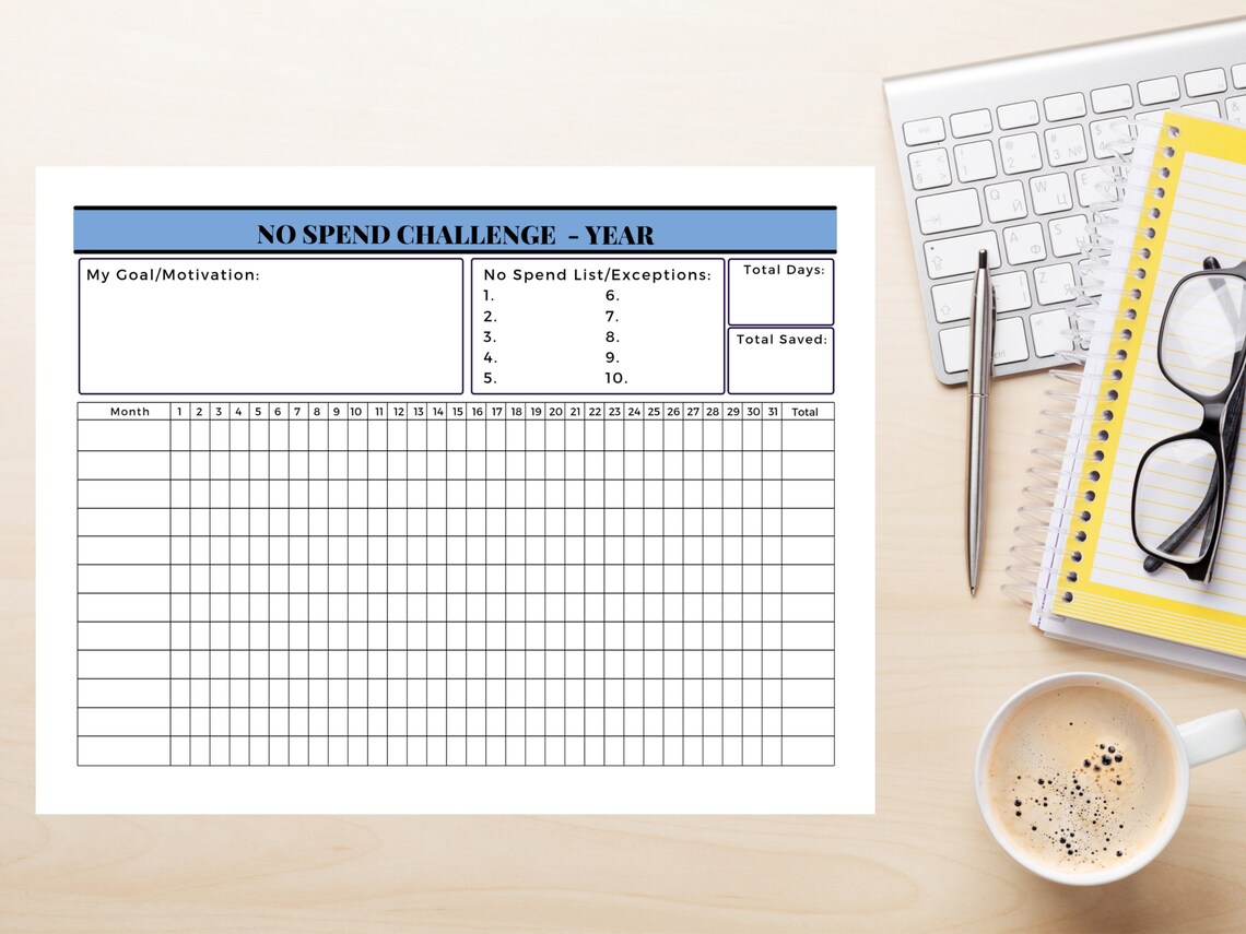 No Spend Challenge Worksheets and Workbook With Tips to Help You ...
