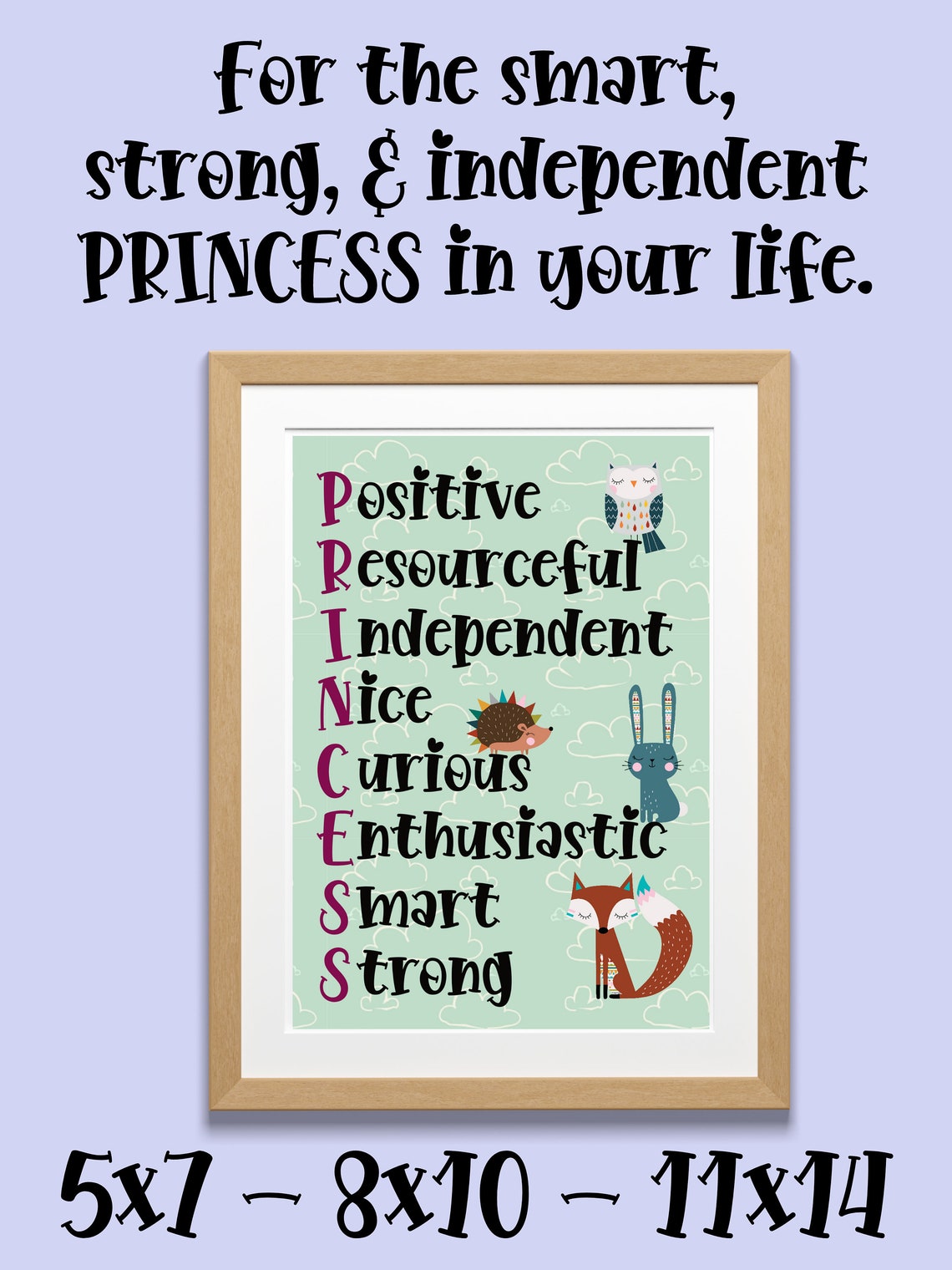 Princess Traits Digital Download Wall Art With Cute Forest - Etsy