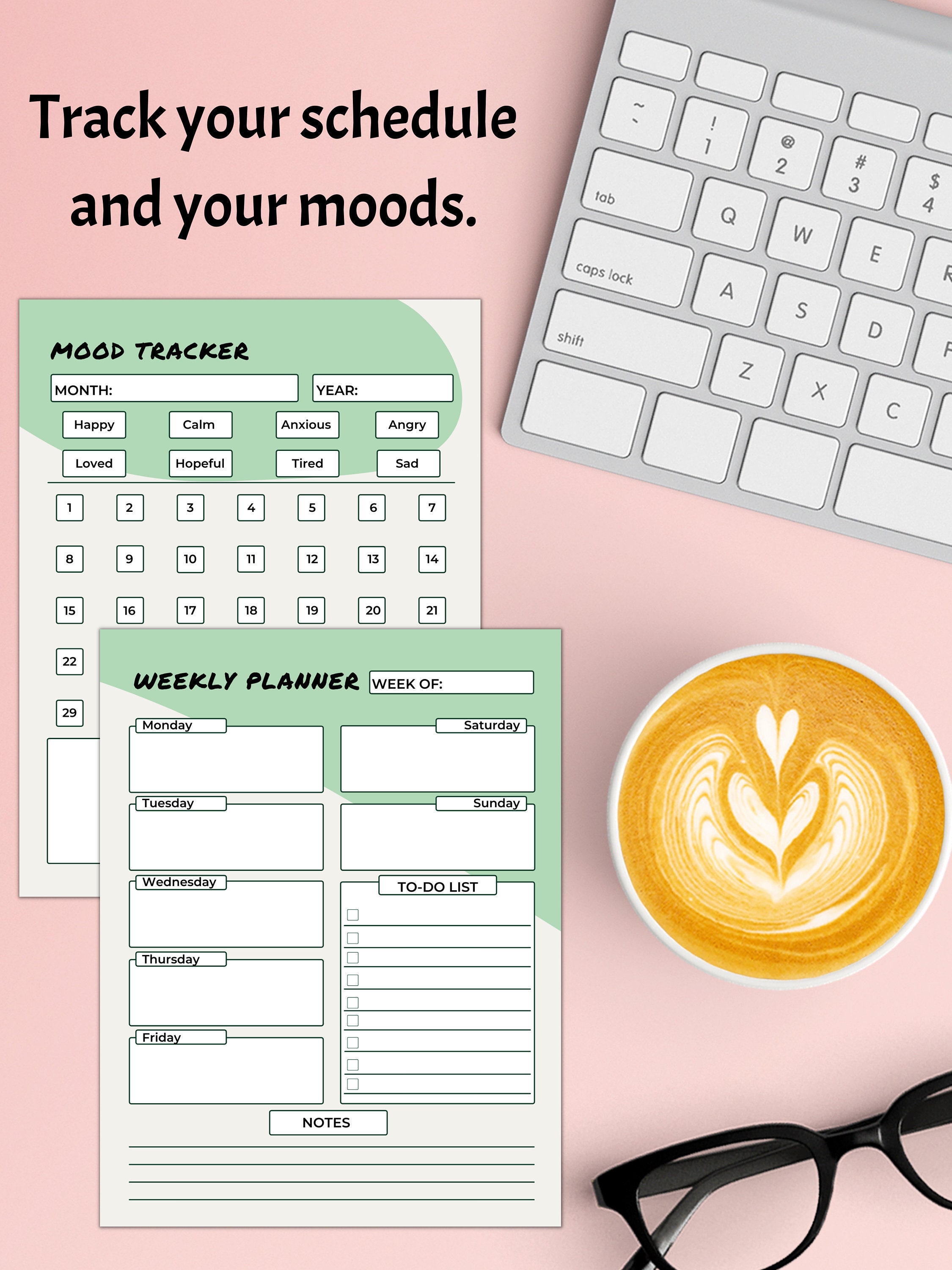 Printable Undated Daily Weekly Monthly Planner Digital Bundle - Etsy