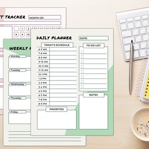 Printable Undated Daily Weekly Monthly Planner Digital Bundle With ...