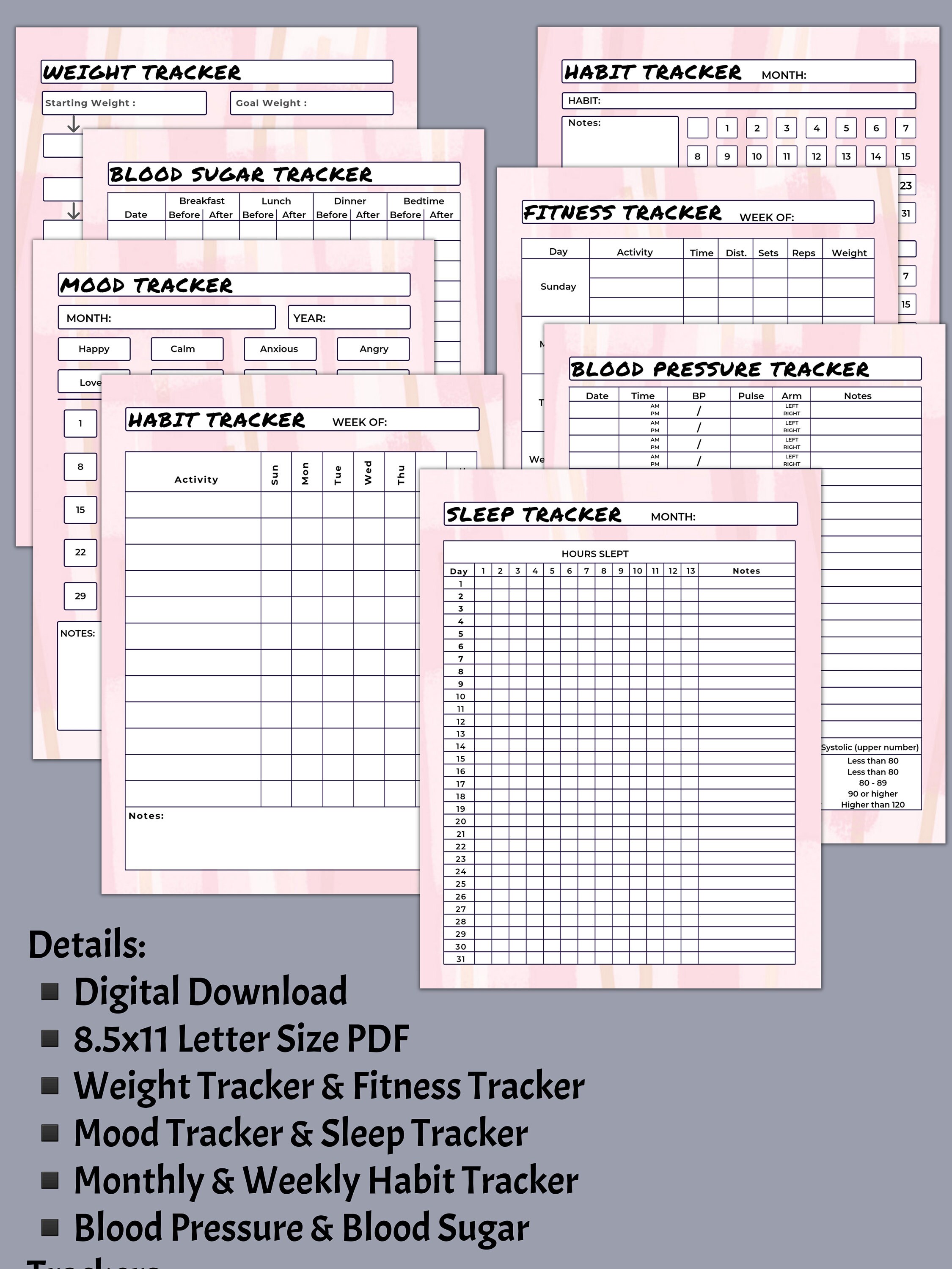 Well-being Tracker Bundle for Health, Fitness, Habits, and Weight ...