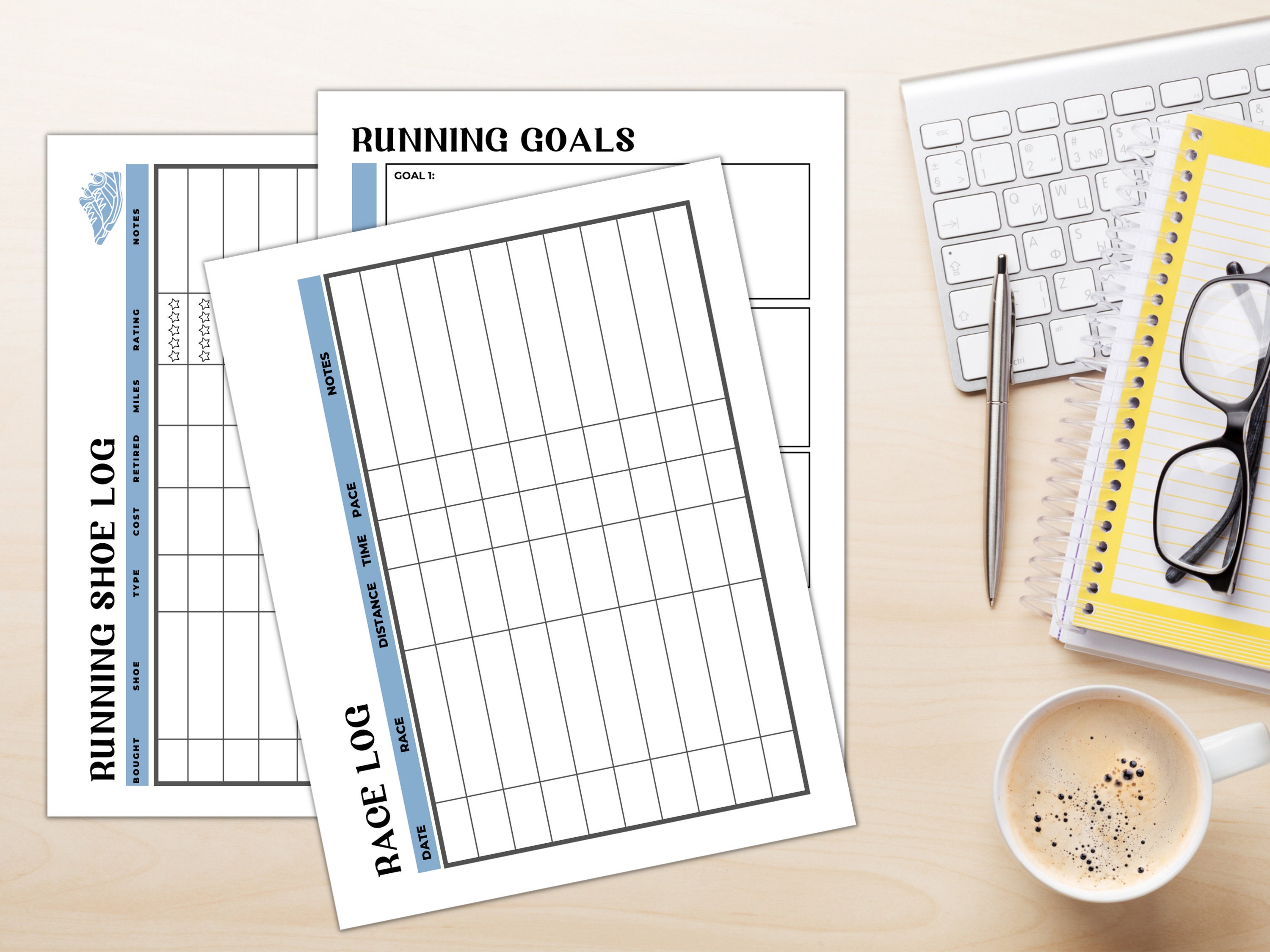 Printable Weekly Running Log Bundle With Bonus Trackers for Goals ...