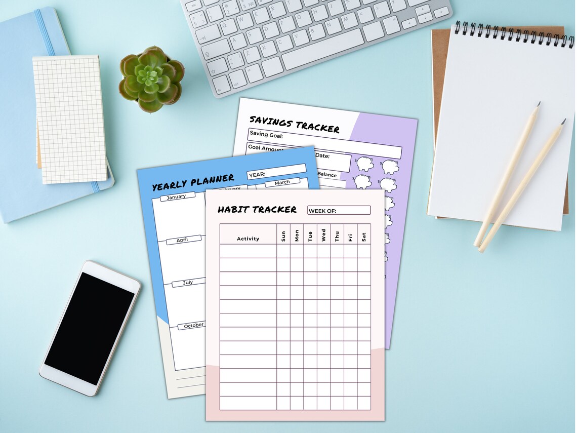 Printable Undated Daily Weekly Monthly Planner Digital Bundle - Etsy