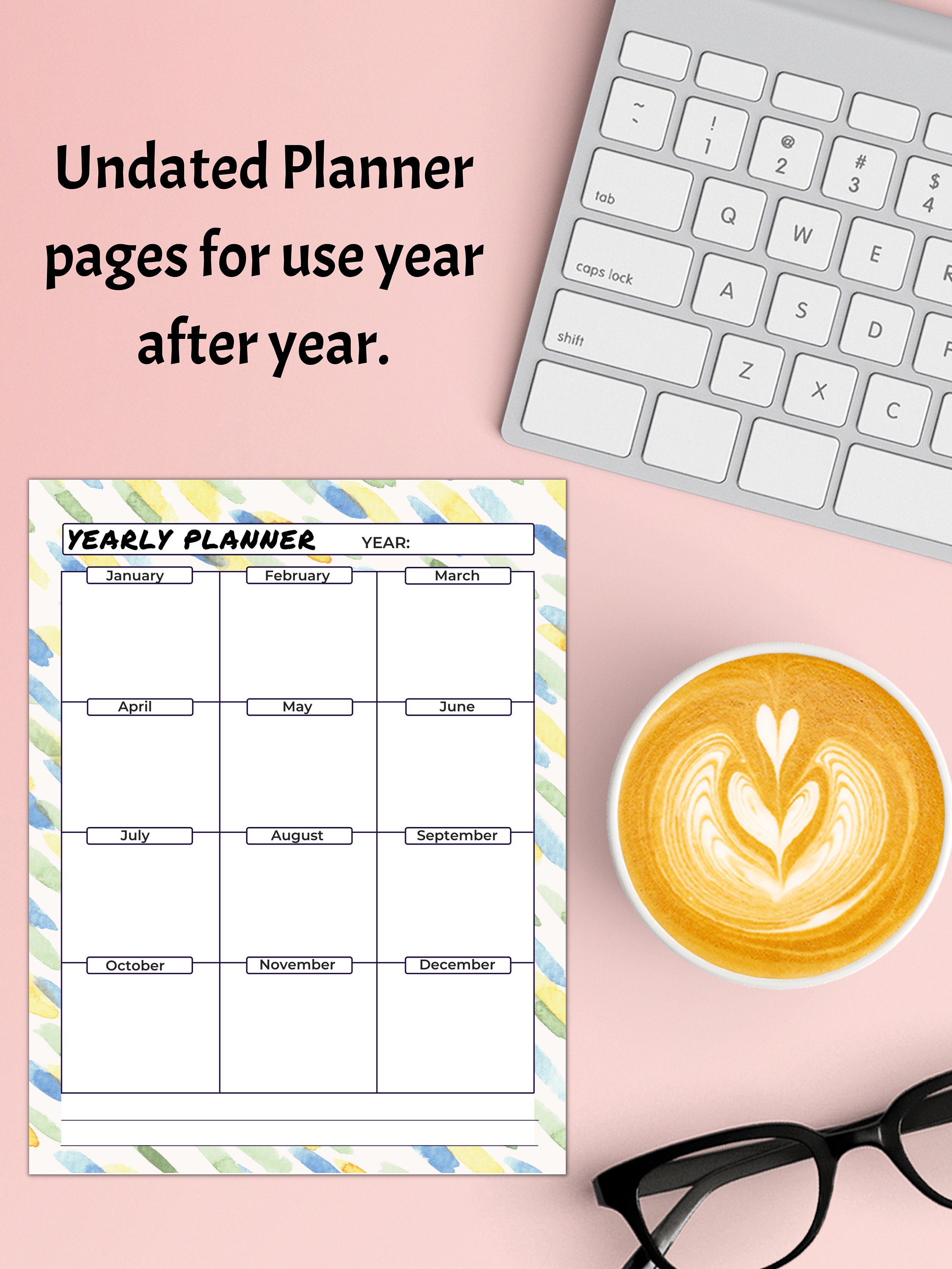 Printable Undated Planner Daily, Weekly, Monthly, and Yearly Instant ...