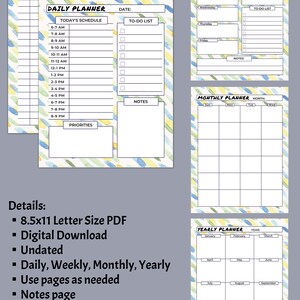 Printable Undated Planner - Daily, Weekly, Monthly, and Yearly Instant ...
