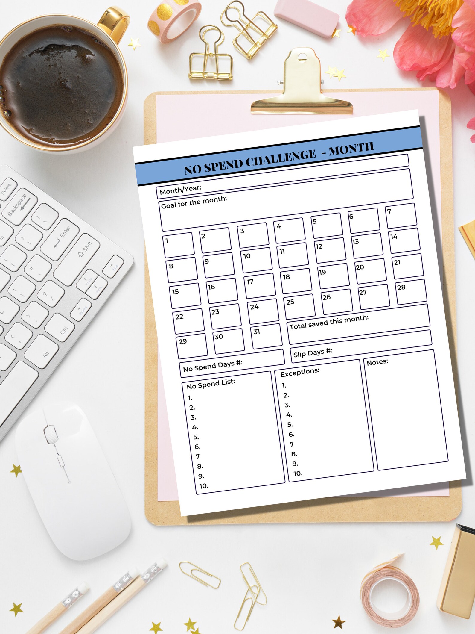 No Spend Challenge Worksheets and Workbook With Tips to Help You ...