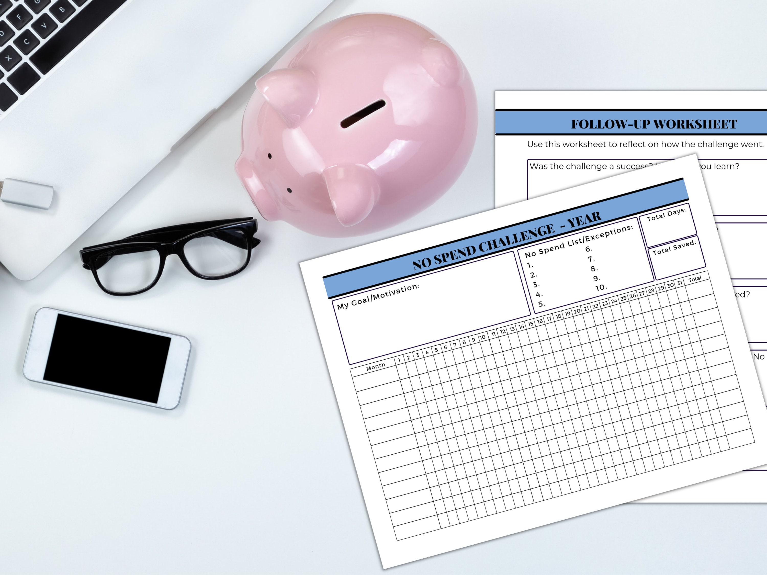 No Spend Challenge Worksheets and Workbook With Tips to Help You ...