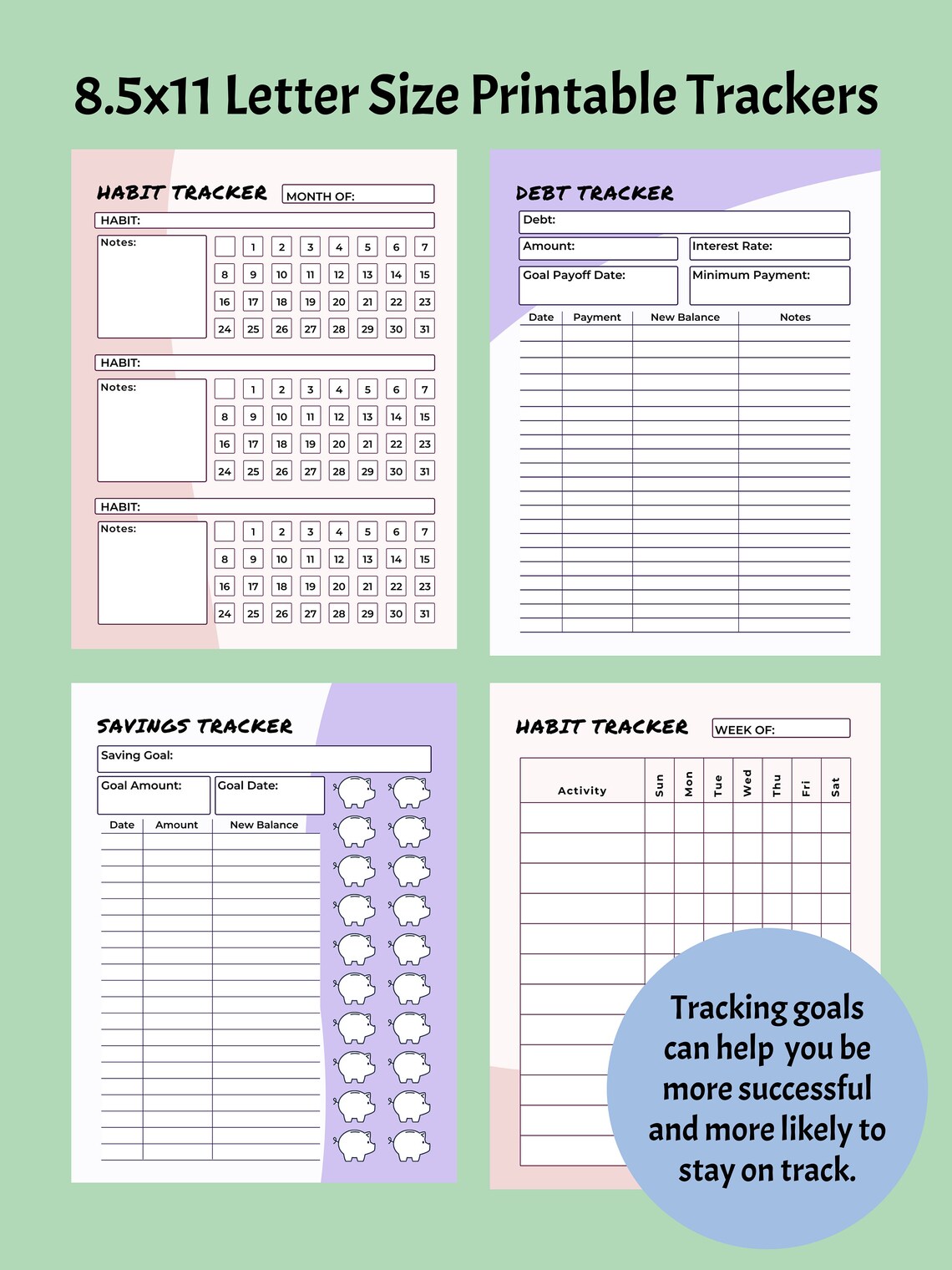 Printable Undated Daily Weekly Monthly Planner Digital Bundle - Etsy