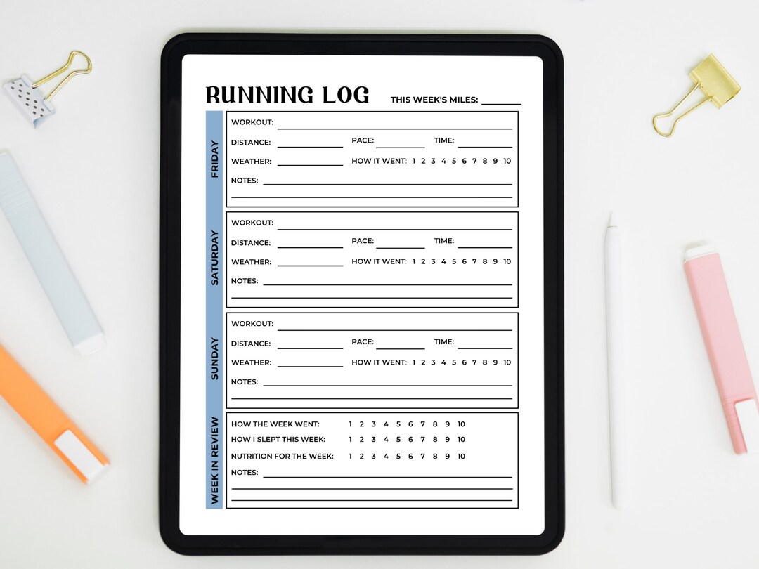 Printable Weekly Running Log Bundle With Bonus Trackers for Goals ...