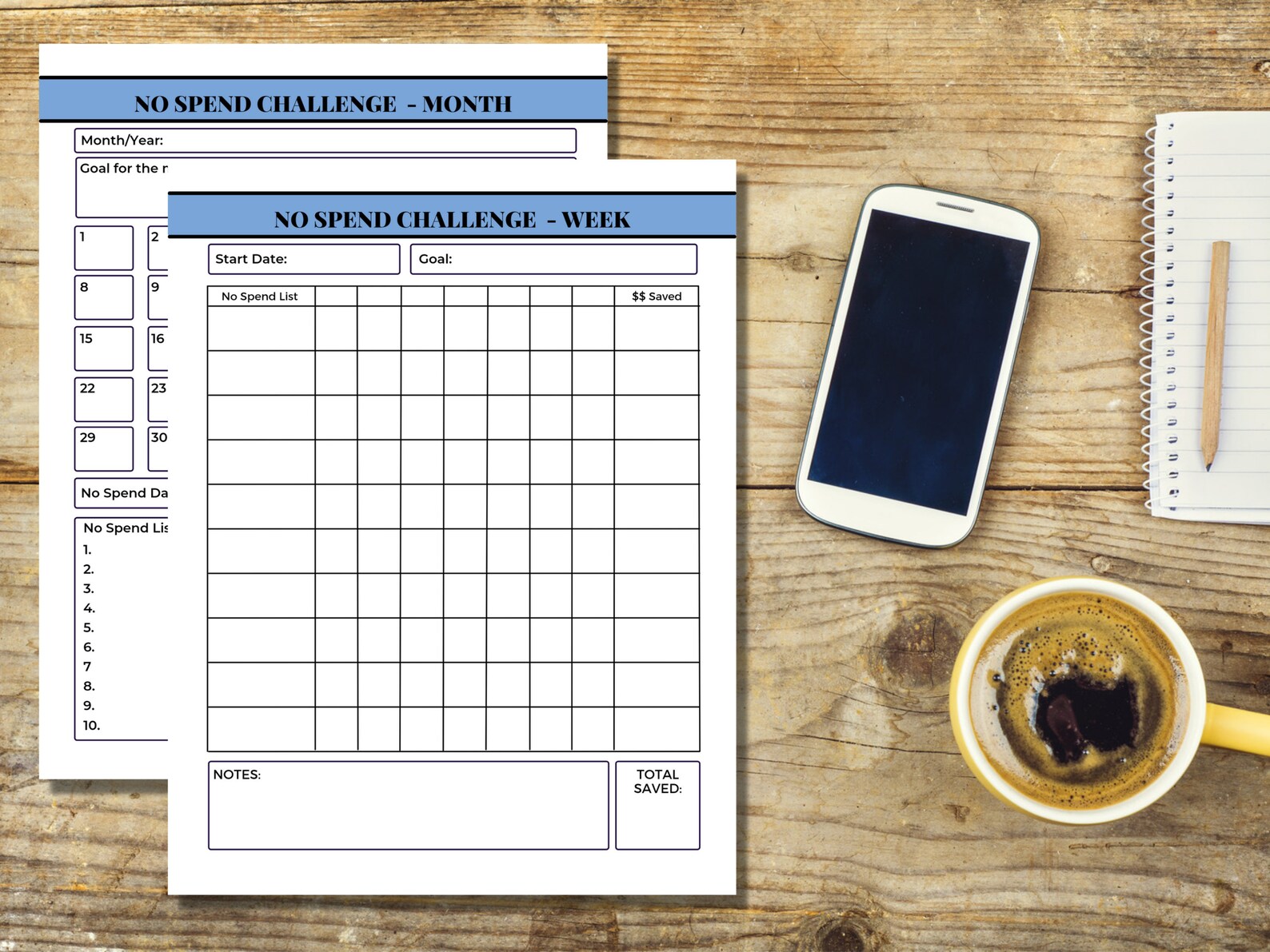 No Spend Challenge Worksheets and Workbook With Tips to Help You ...