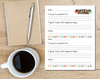 Gratitude Journal Printable Log Star Ray Mindfulness, Self Care ...