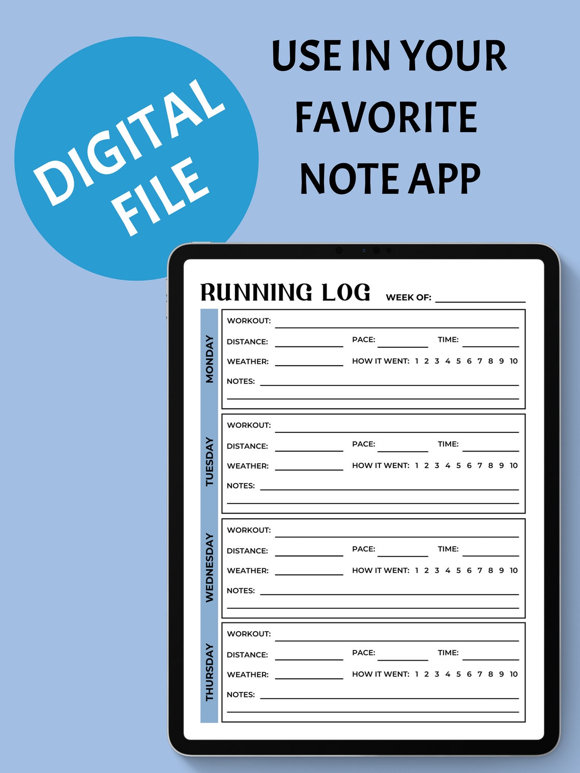 Printable Weekly Running Log Bundle With Bonus Trackers for Goals ...