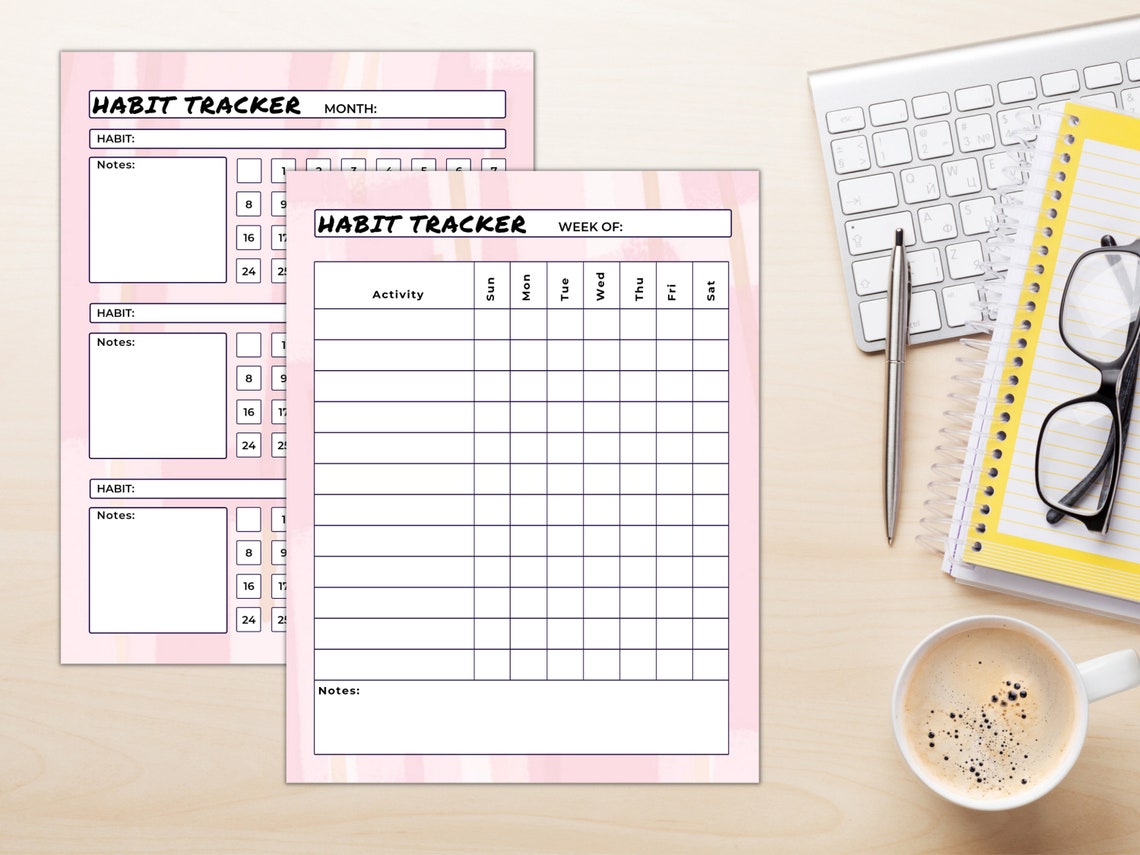 Well-being Tracker Bundle for Health Fitness Habits and - Etsy