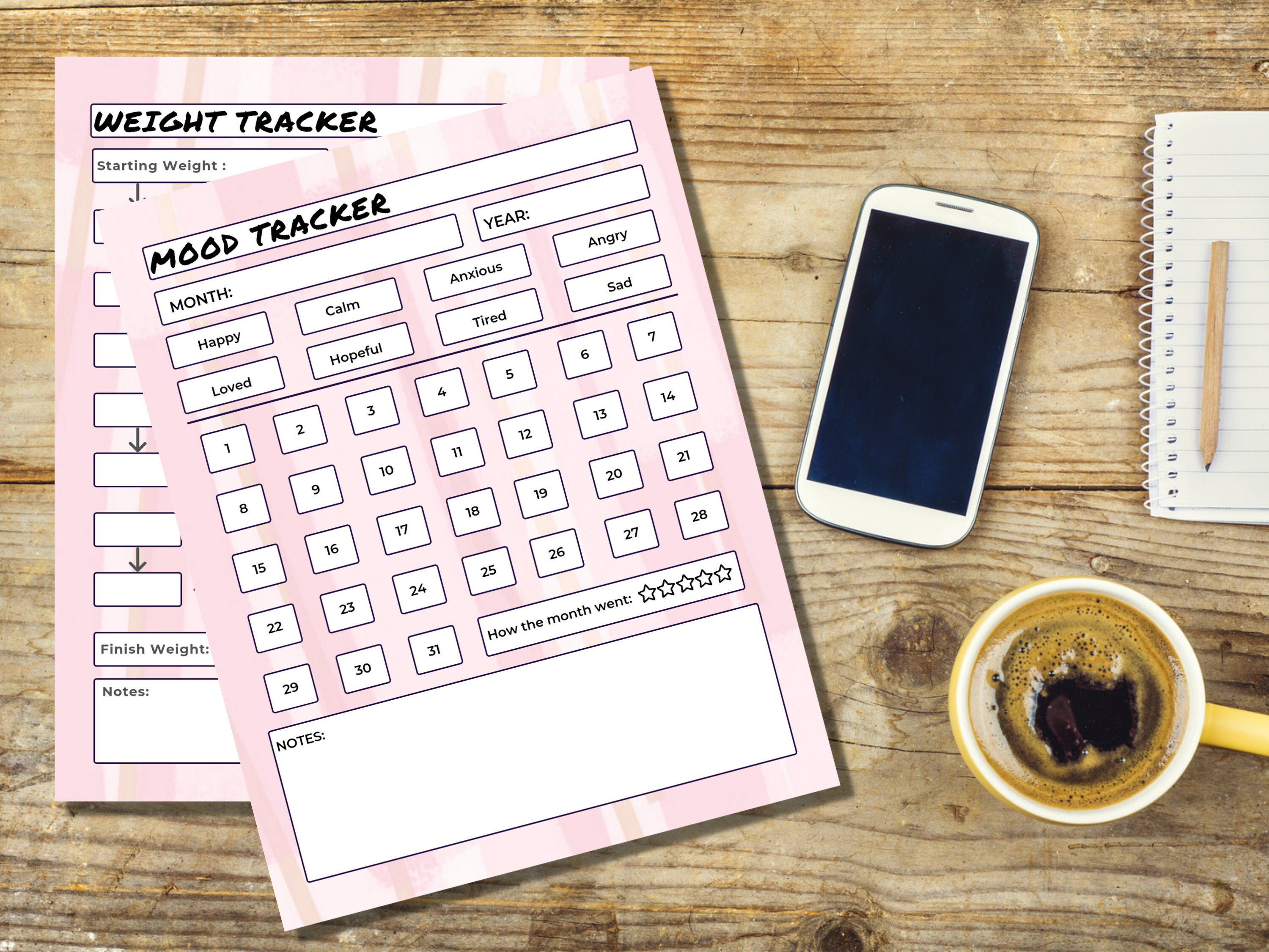 Well-being Tracker Bundle for Health, Fitness, Habits, and Weight ...