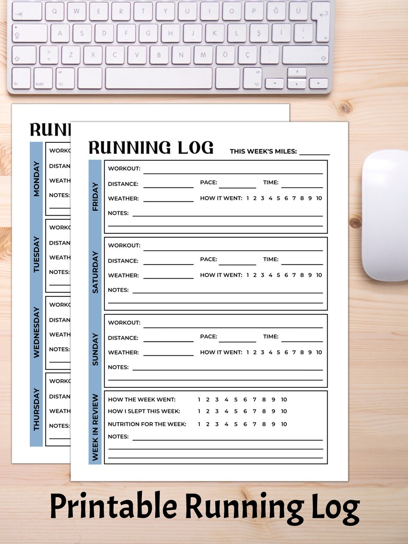 Printable Weekly Running Log Bundle With Bonus Trackers for Goals ...
