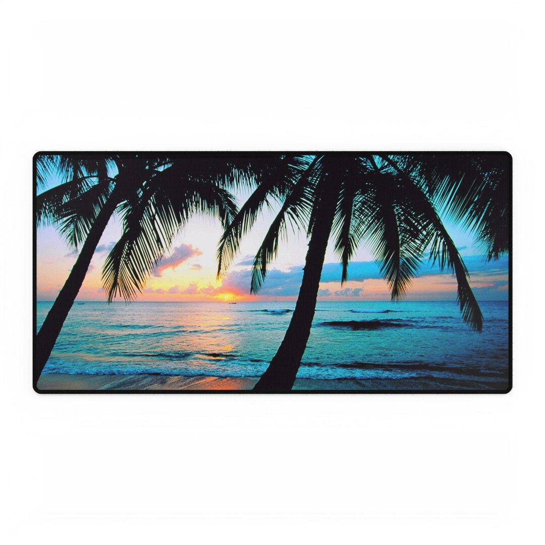 Tropical Sunset Palm Beach Desk Mat | Large Mouse Pad - Etsy