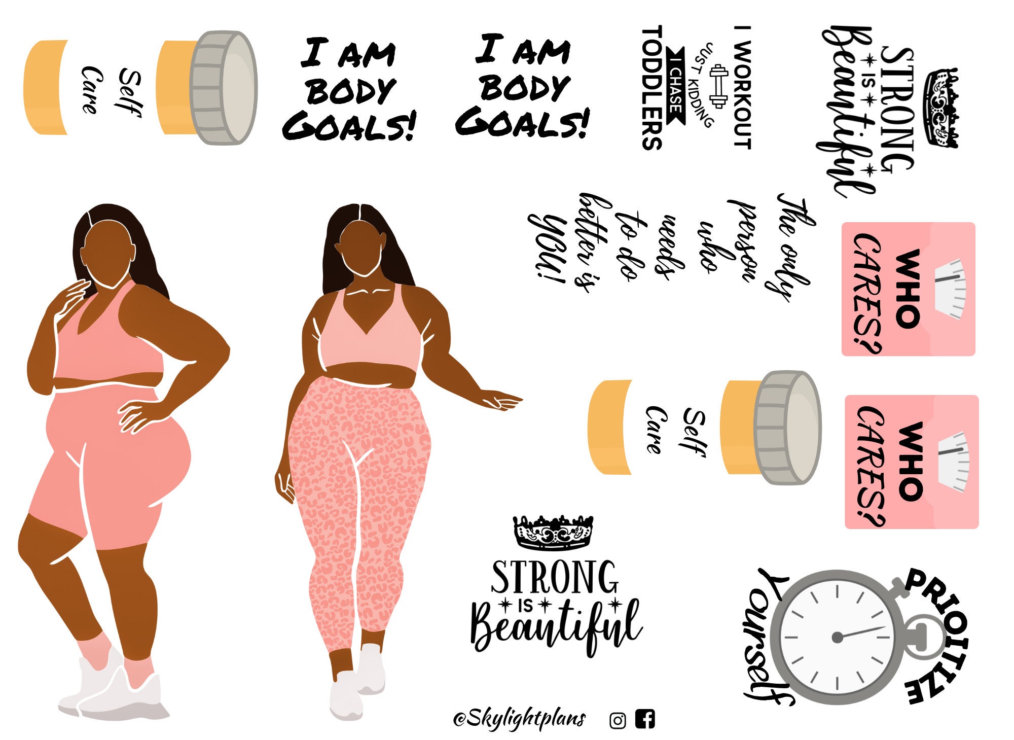 Body Positivity Full Sized Sticker Sheet. Self Care Stickers | Etsy