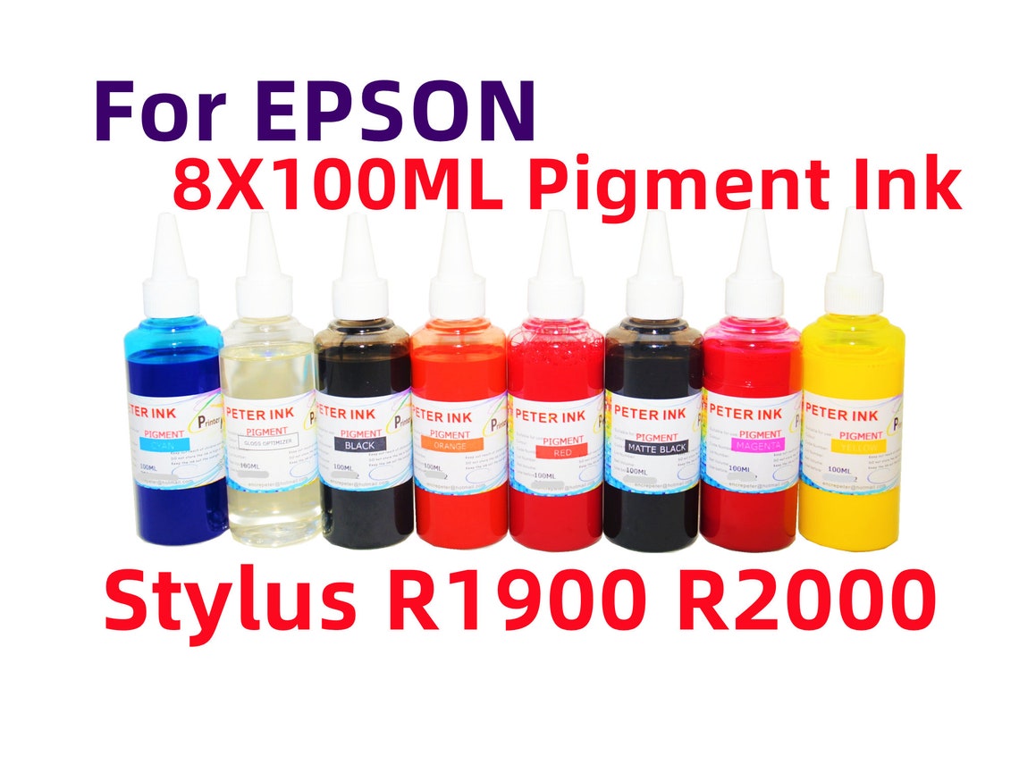 8X100ML Premium Pigment Refill Ink for Stylus R1900 R2000 Printer 87 ...